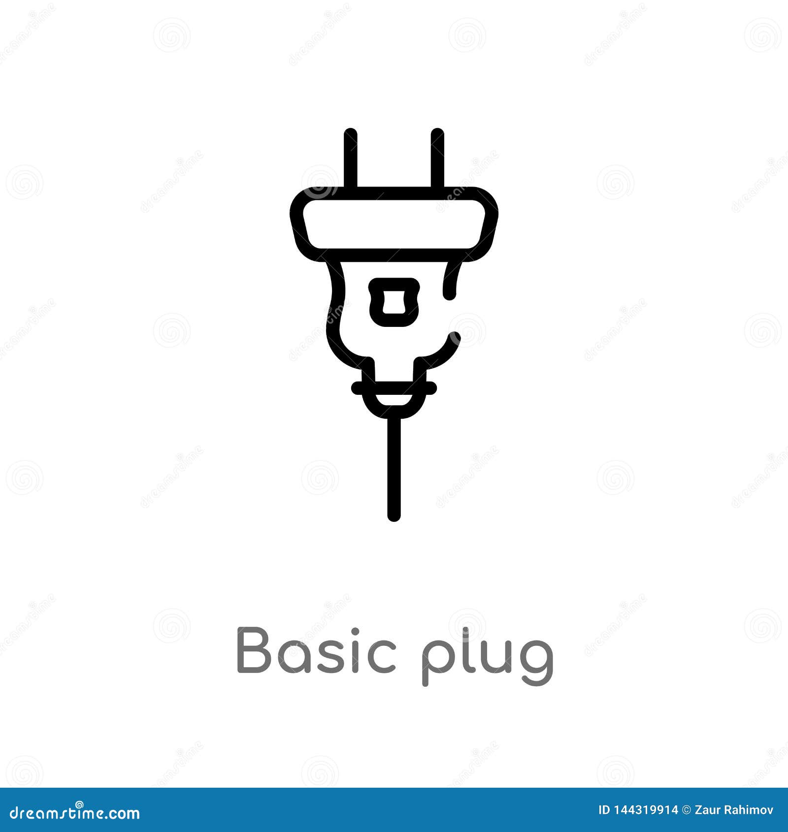 Outline Basic Plug Vector Icon. Isolated Black Simple Line Element ...