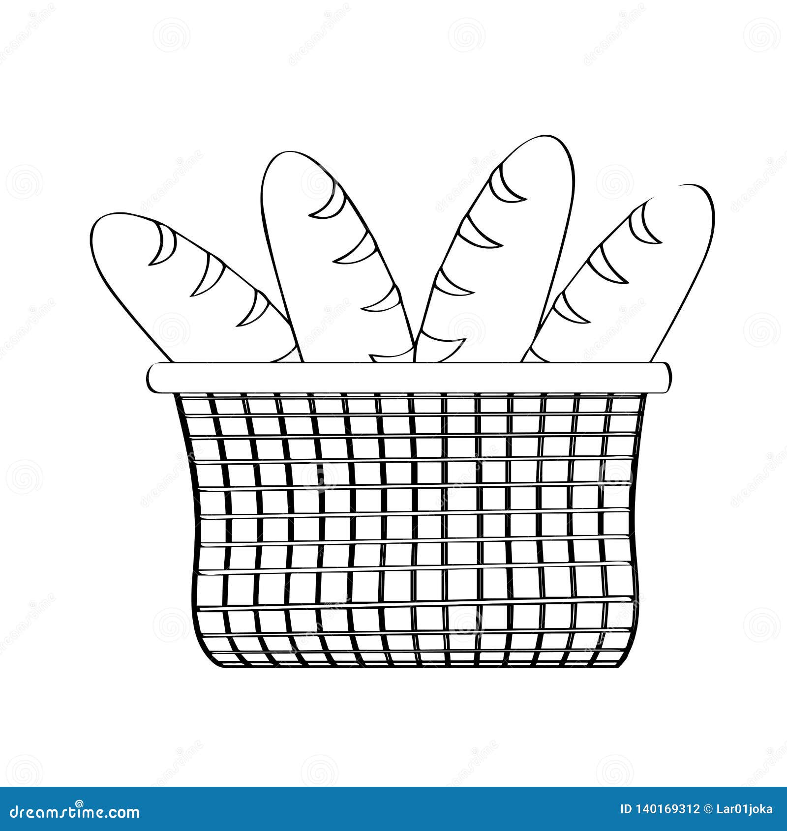 Outline of a Basket with Breads Stock Vector - Illustration of ...