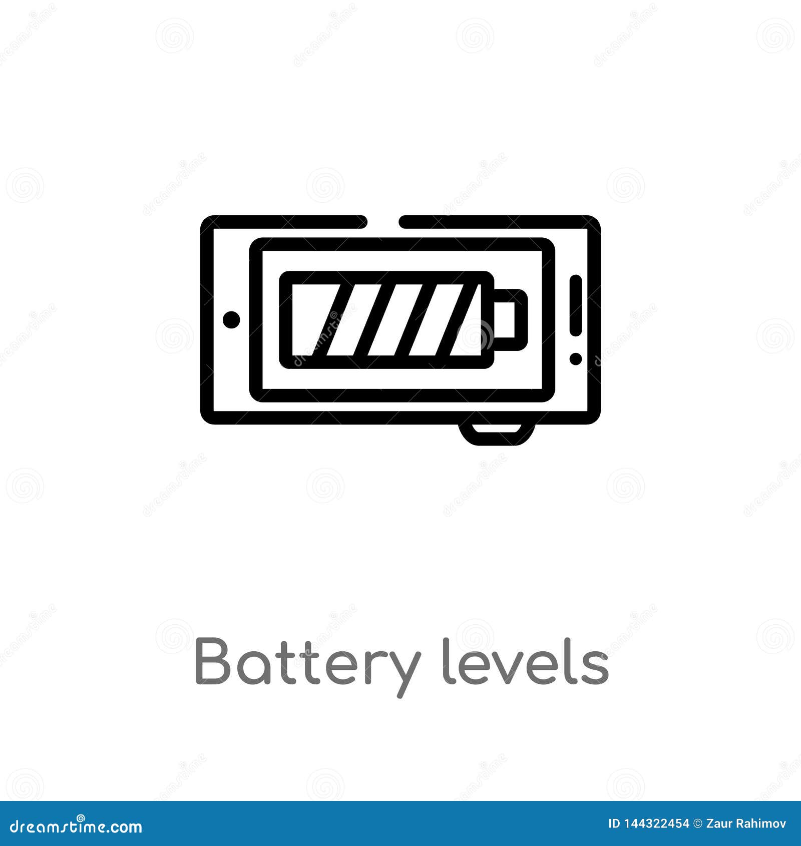 Outline Battery Levels Vector Icon. Isolated Black Simple Line Element ...
