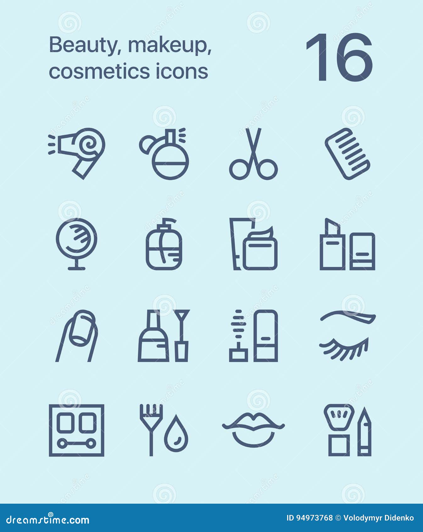 Outline Beauty, Cosmetics, Makeup Icons for Web and Mobile Design Pack ...