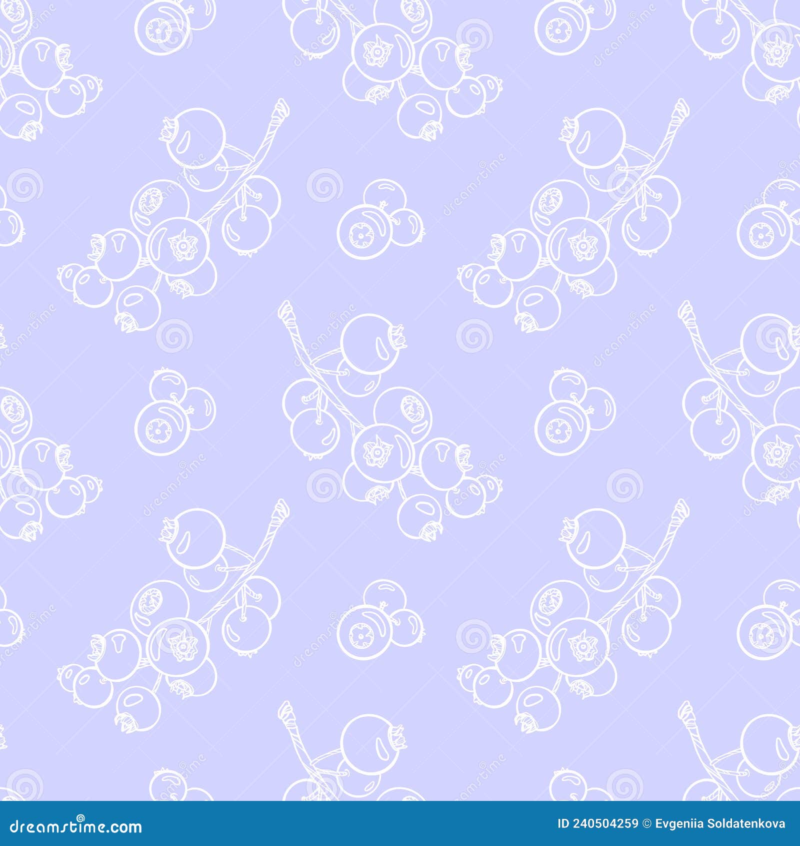 Outline Berries Pattern on Light Blue Background. Illustration Stock ...