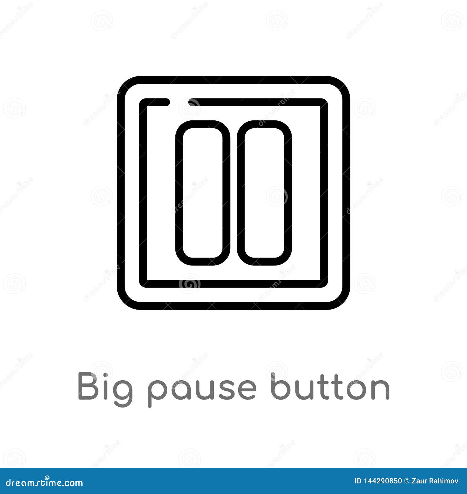 Outline Big Pause Button Vector Icon. Isolated Black Simple Line ...