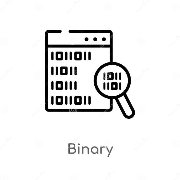 Outline Binary Vector Icon. Isolated Black Simple Line Element ...