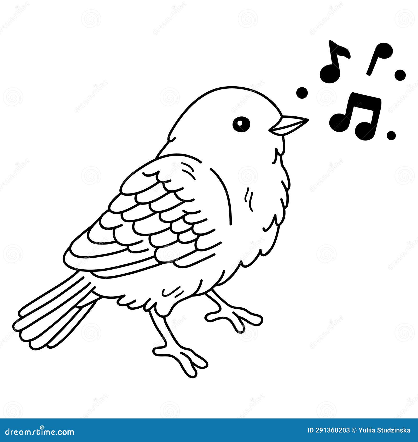 Outline bird singing print stock illustration. Illustration of element ...
