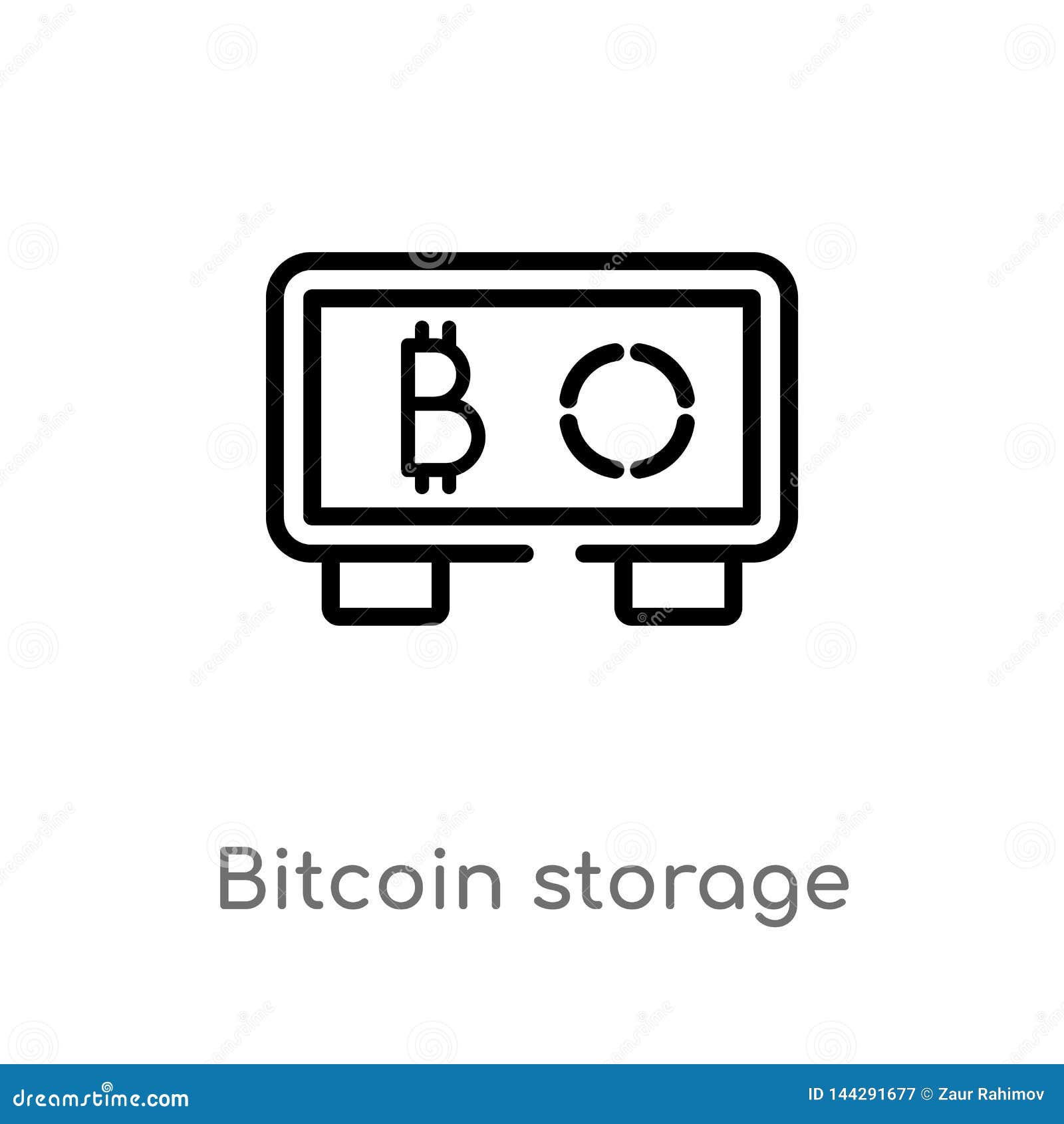 Outline Bitcoin Storage Vector Icon. Isolated Black Simple Line Element ...