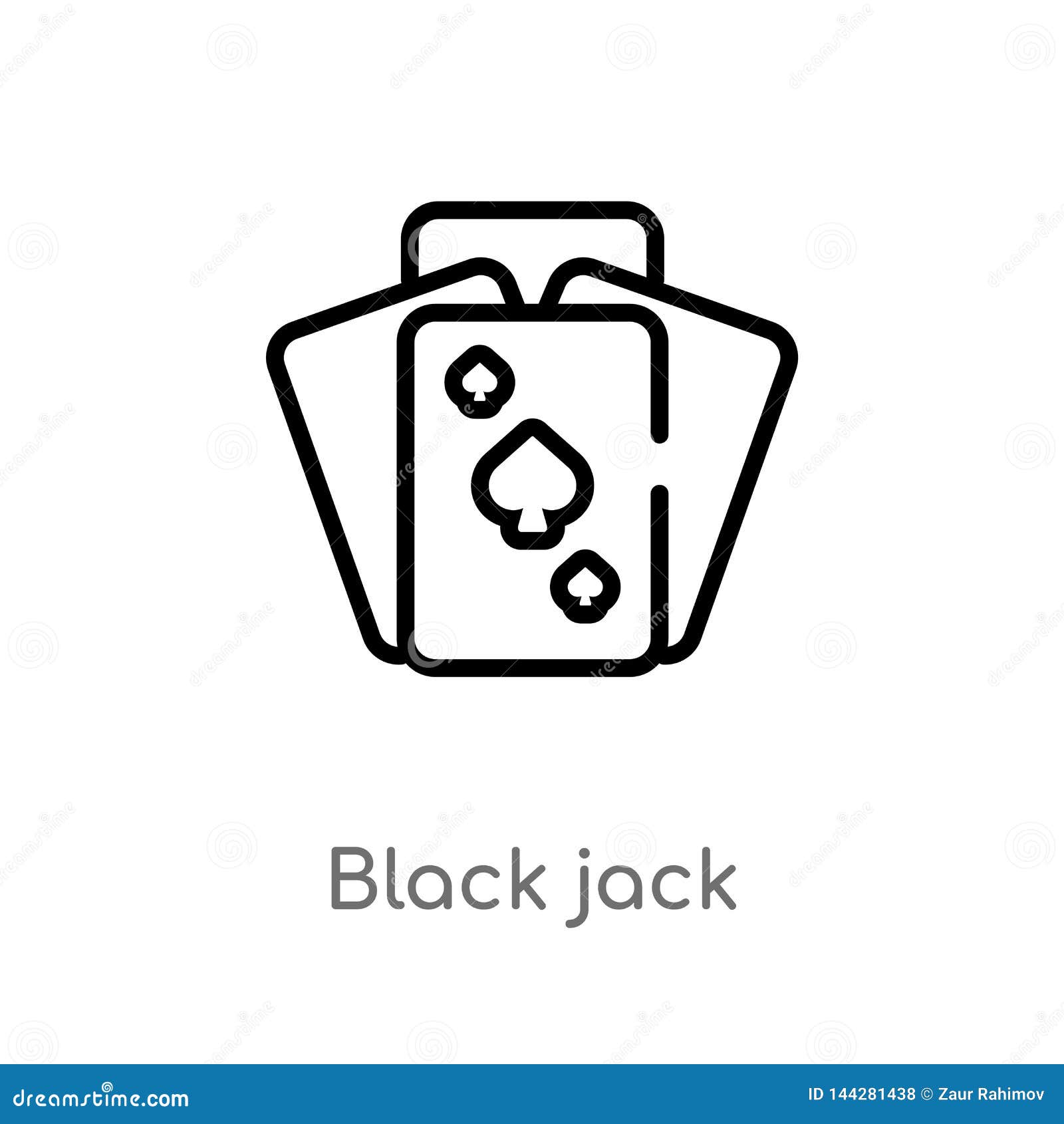 Outline Black Jack Vector Icon. Isolated Black Simple Line Element ...