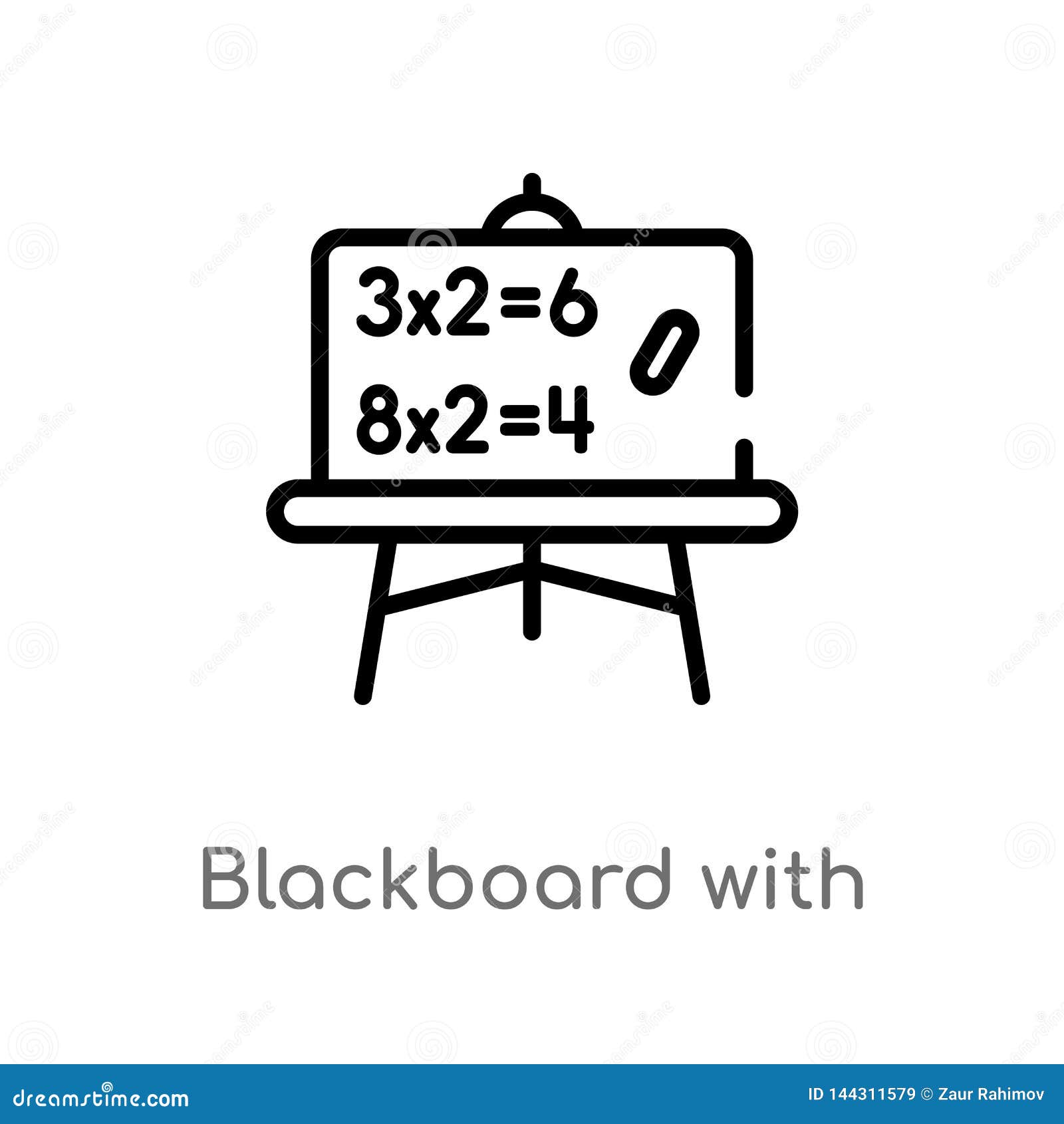 Outline Blackboard with Basic Calculations Vector Icon. Isolated Black ...