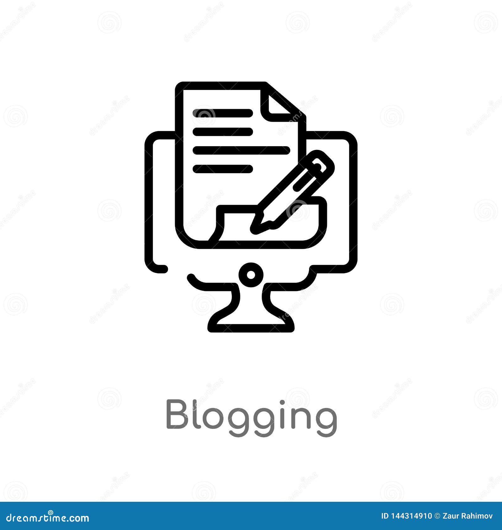 Outline Blogging Vector Icon. Isolated Black Simple Line Element ...