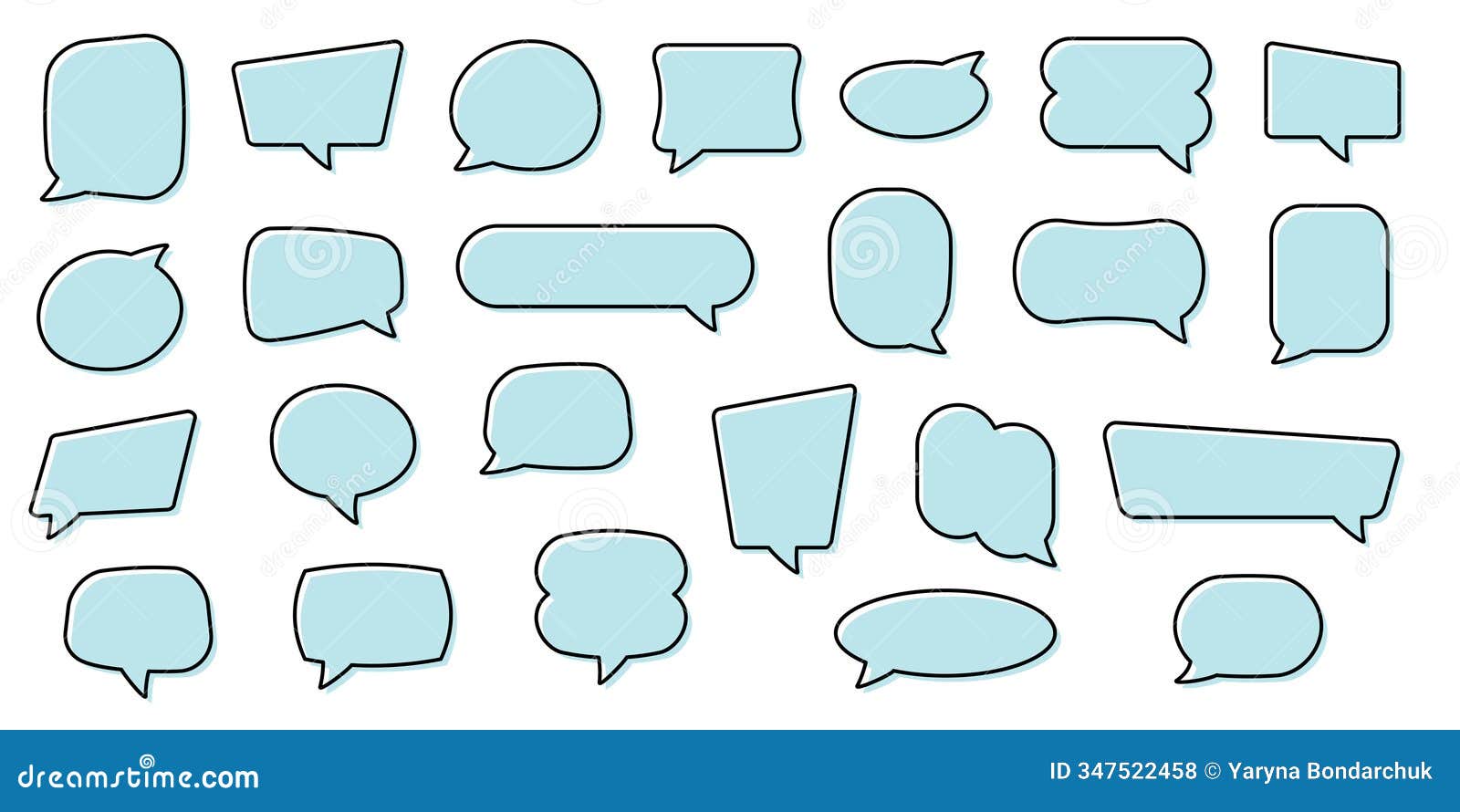 Outline Blue Speech Bubbles, Text Boxes and Conversation Chats ...