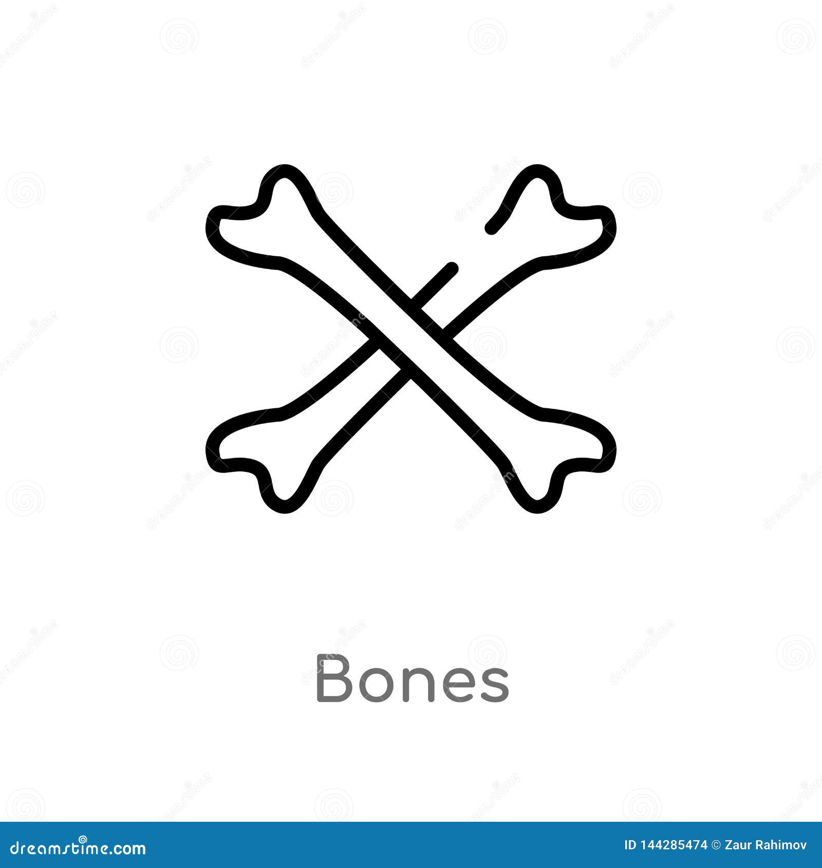 Outline Bones Vector Icon. Isolated Black Simple Line Element ...