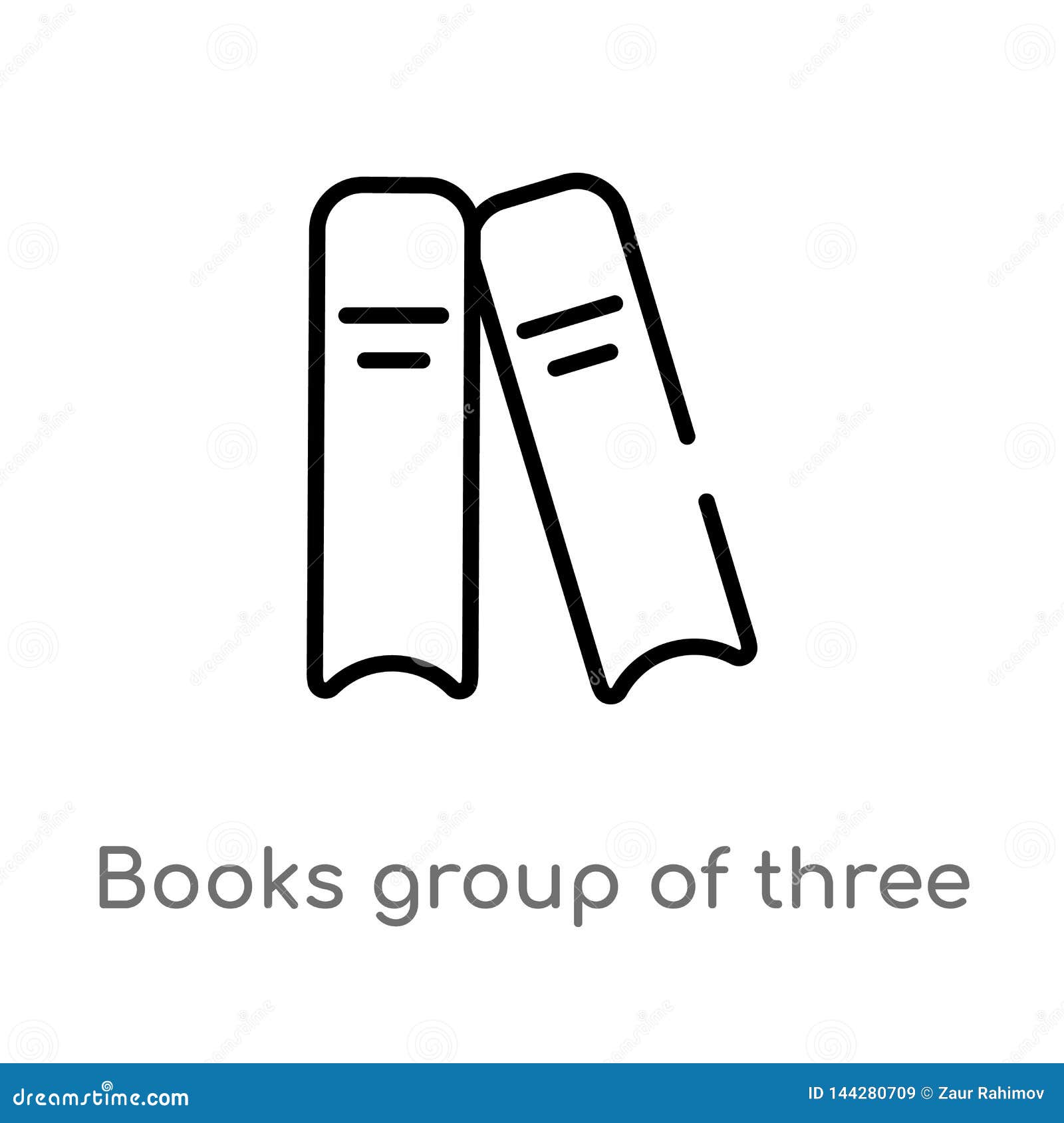 Outline Books Group of Three from Side View Vector Icon. Isolated Black ...