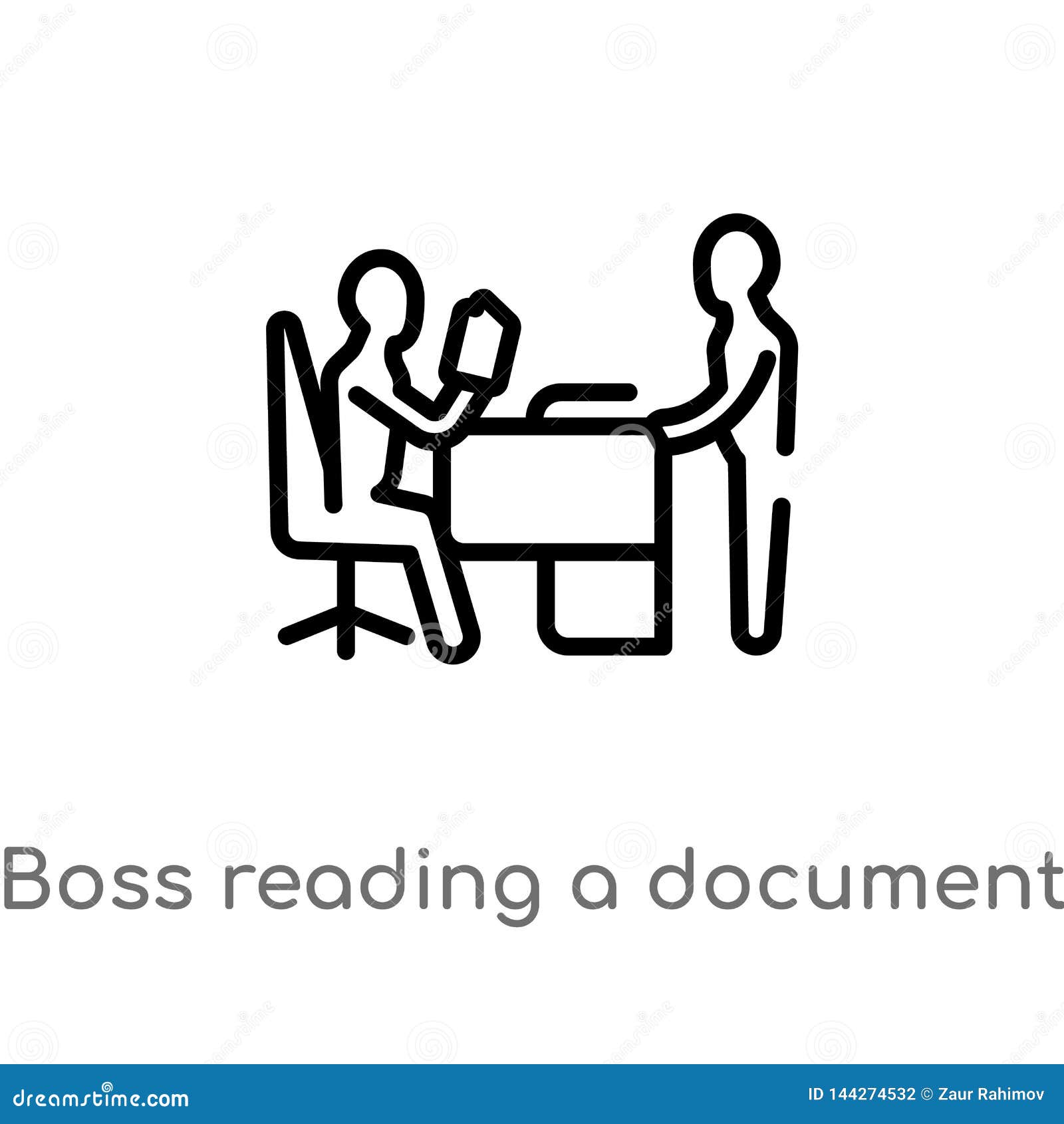 Outline Boss Reading a Document Vector Icon. Isolated Black Simple Line ...