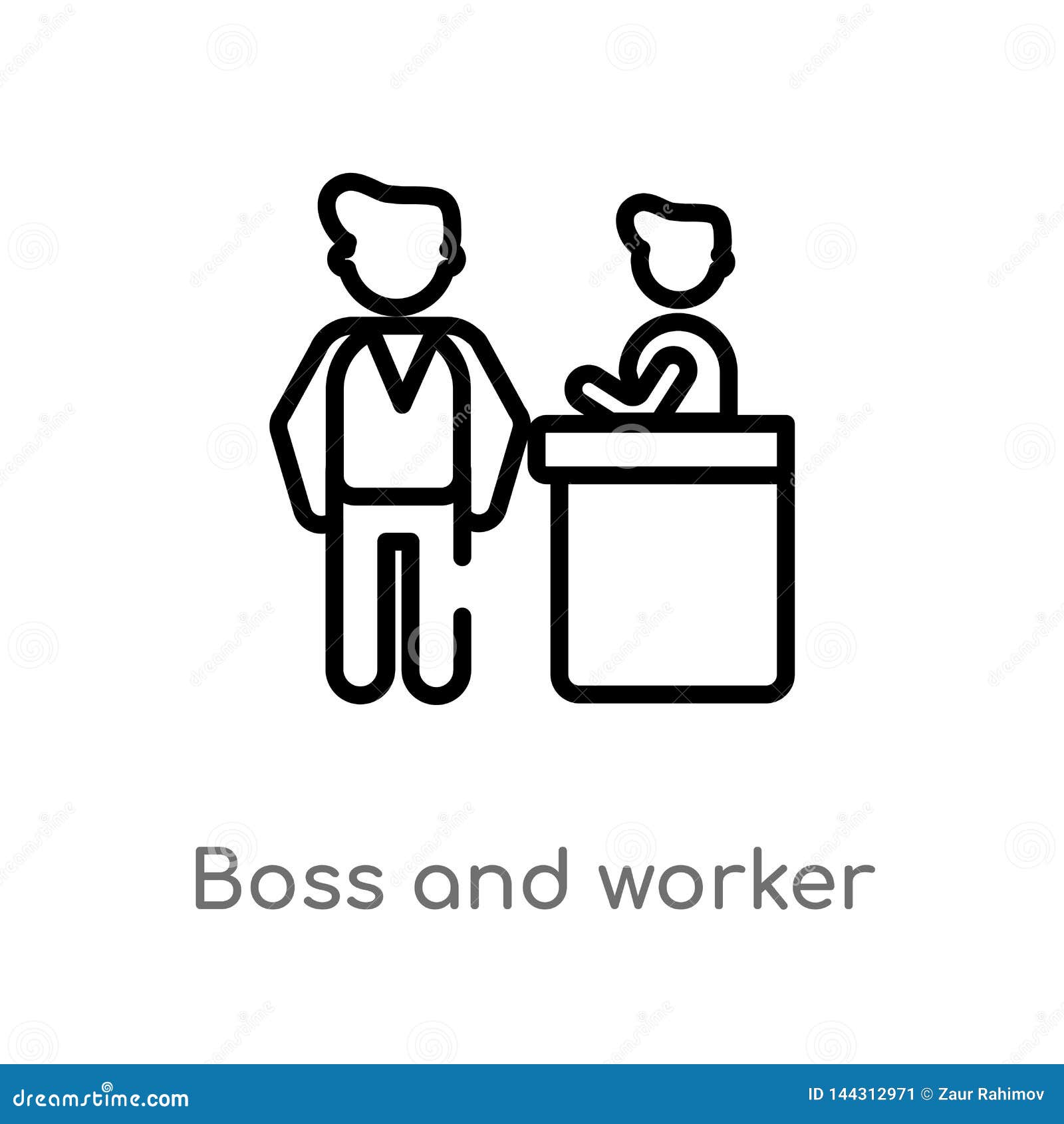 Outline Boss and Worker Vector Icon. Isolated Black Simple Line Element ...