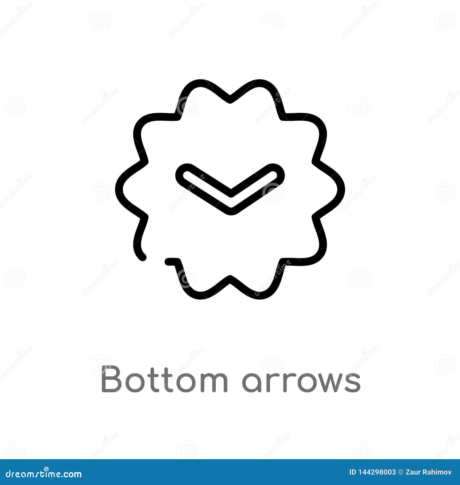 Outline Bottom Arrows Vector Icon. Isolated Black Simple Line Element ...