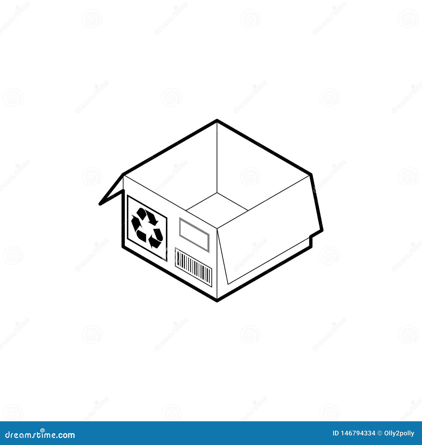 Cardboard Box Outline Icon. Isometric Outline Vector Isolated on White ...