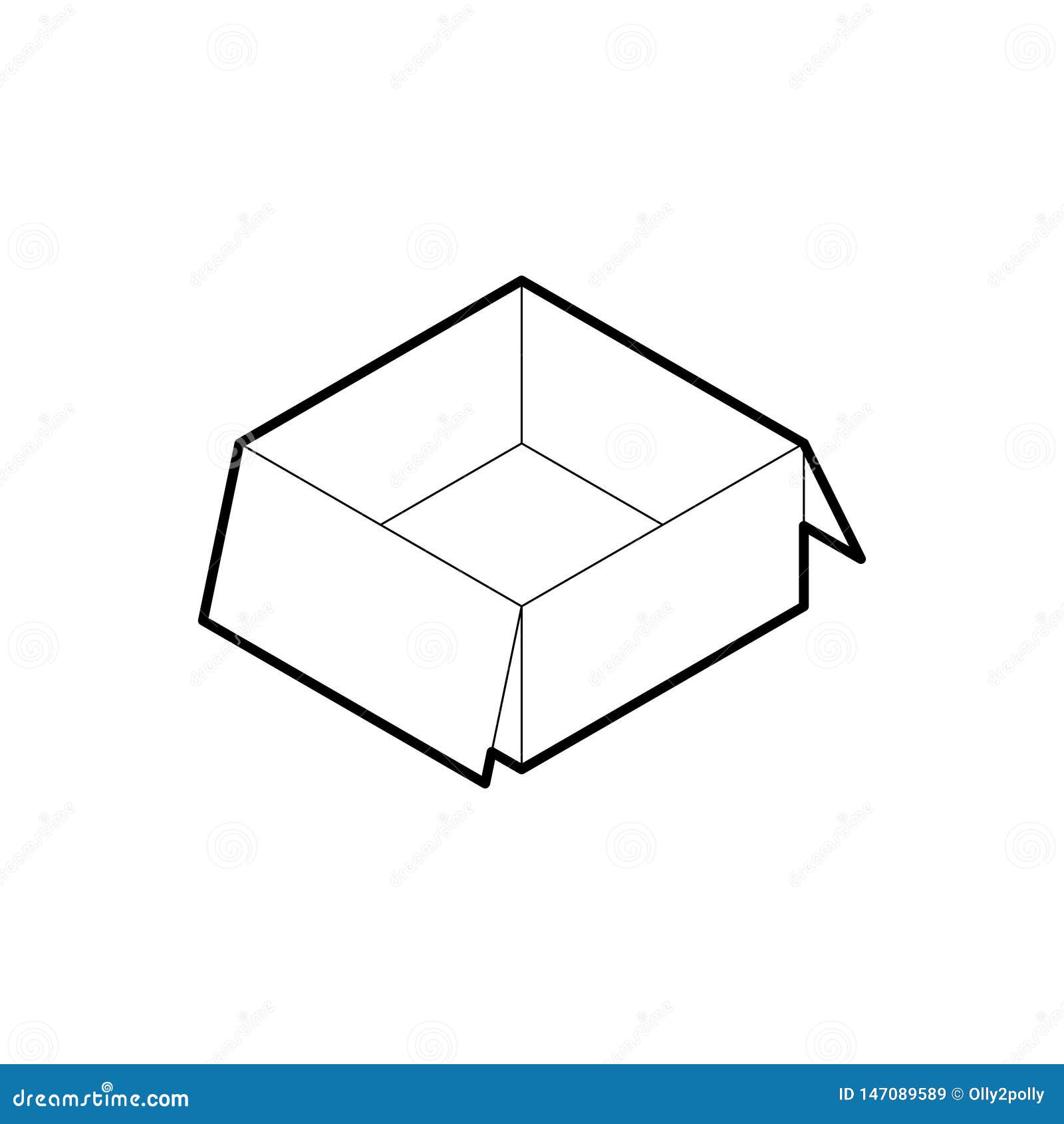 Cardboard Box Outline Icon. Isometric Outline Vector Isolated on White ...