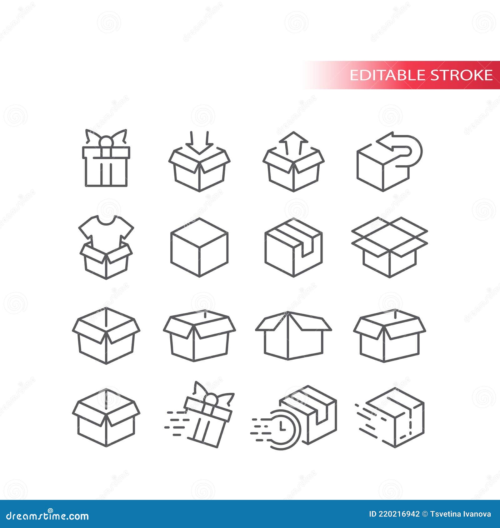 Outline Box Vector Icon Set Stock Vector - Illustration of icon ...