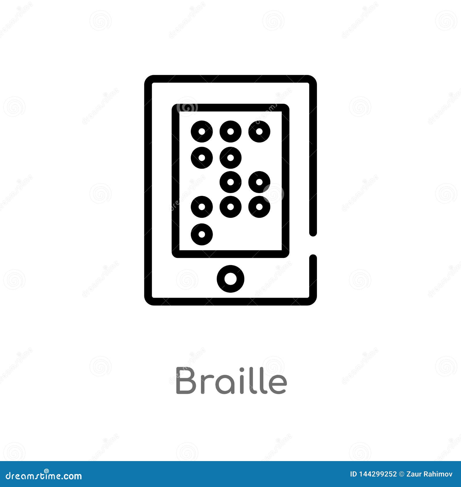 Outline Braille Vector Icon. Isolated Black Simple Line Element ...