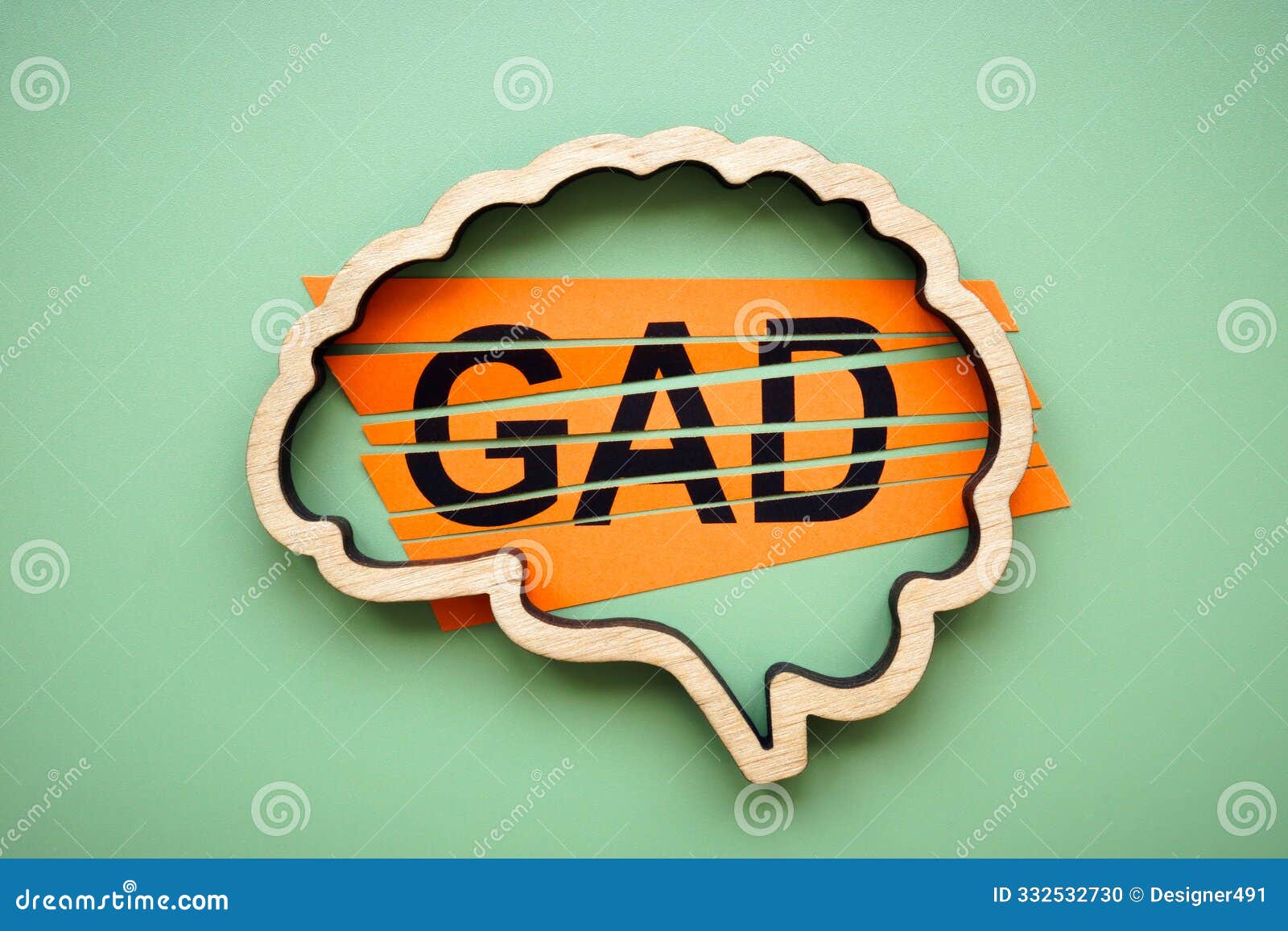 Outline Of A Brain With The Acronym Generalized Anxiety Disorder GAD ...
