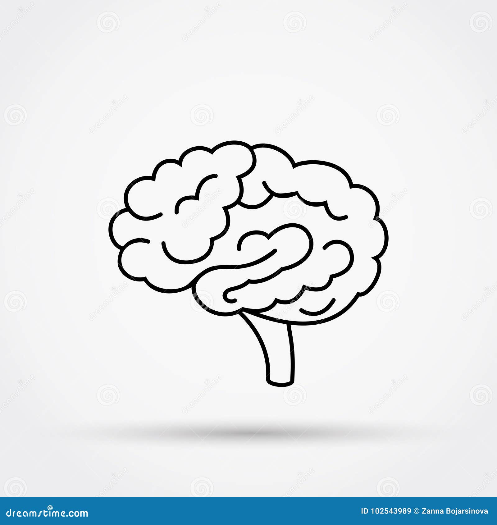 Outline Brain Upper View Vector Icon. Isolated Black Simple Line ...