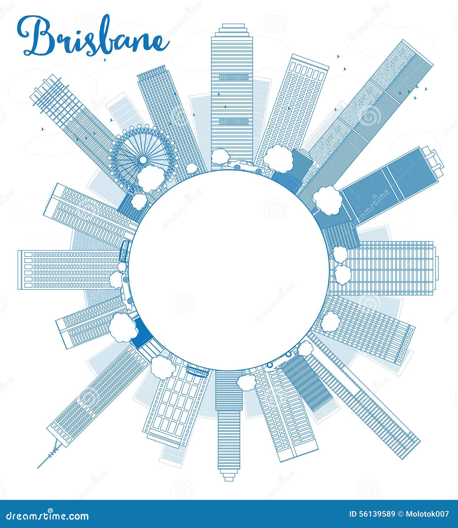 Brisbane Skyline And Landmarks Silhouette Cartoon Vector ...