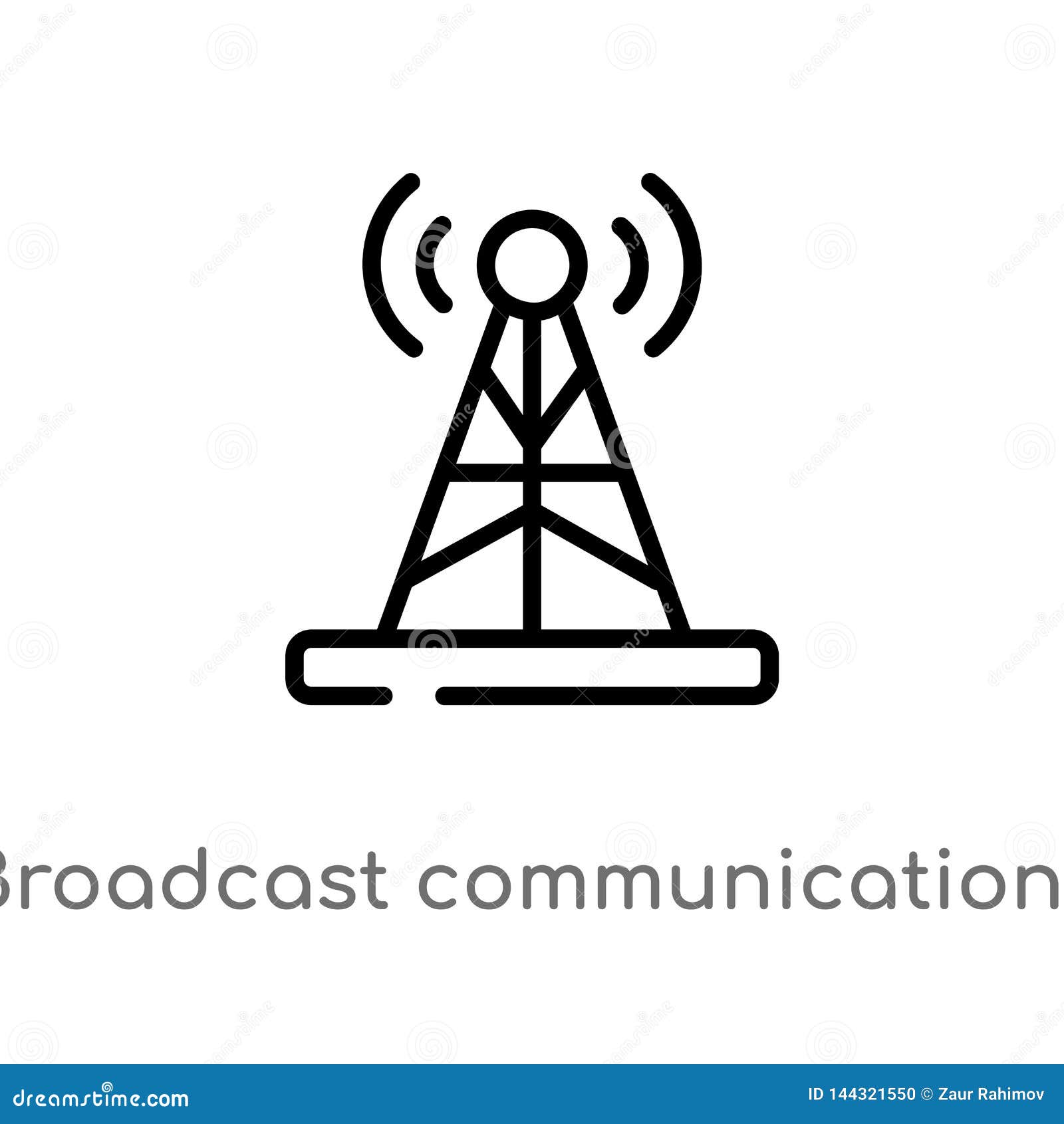 Outline Broadcast Communications Tower Vector Icon. Isolated Black ...