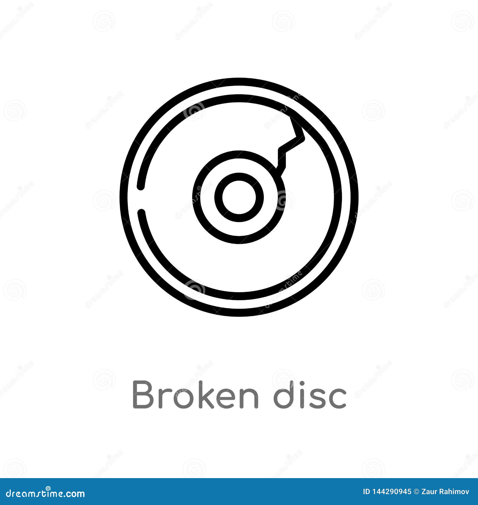 Outline Broken Disc Vector Icon. Isolated Black Simple Line Element ...