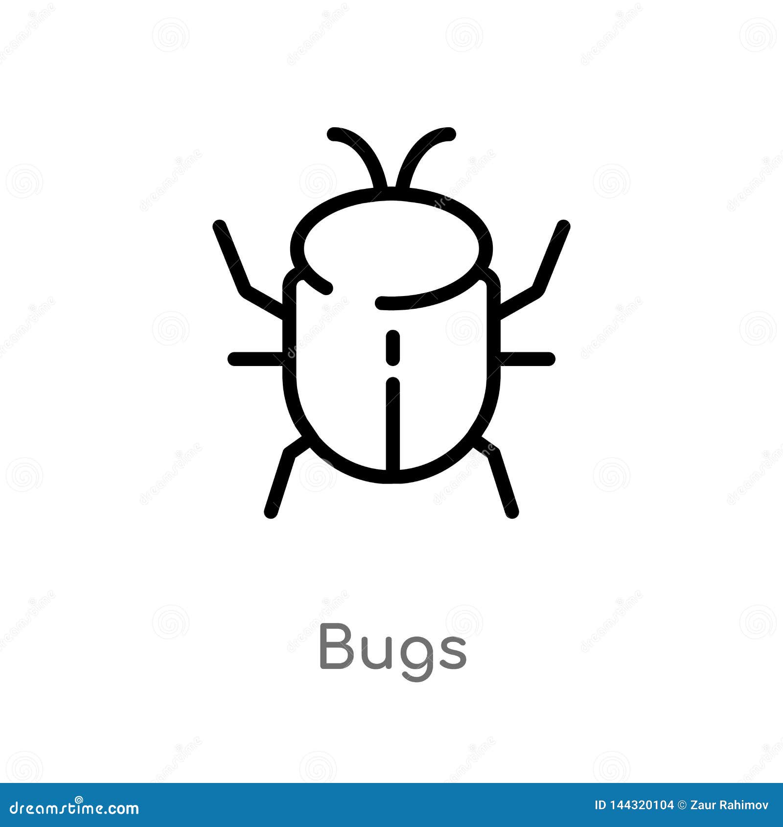 Outline Bugs Vector Icon. Isolated Black Simple Line Element ...