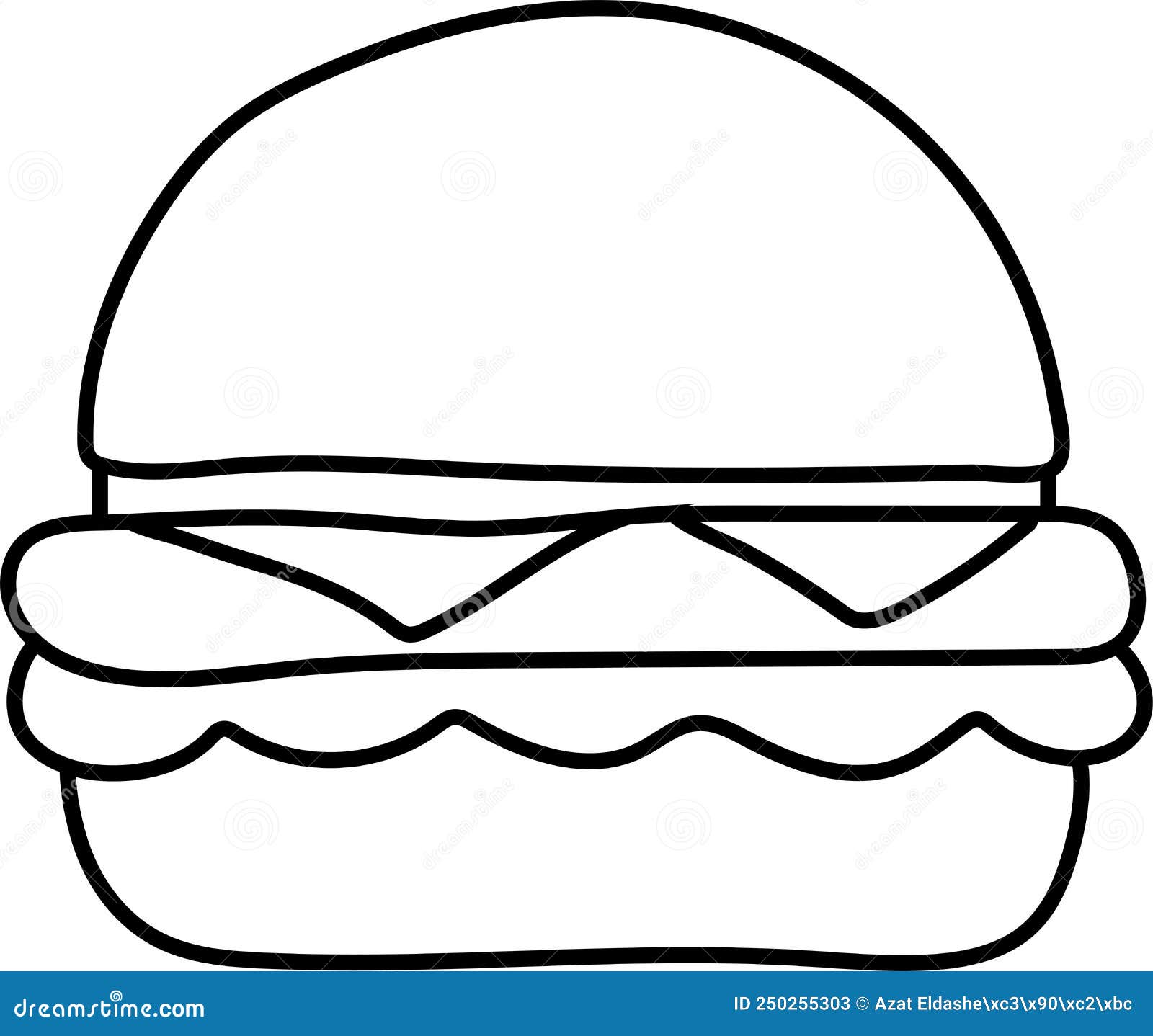 Outline of a Burger Isolated on a White Background Stock Vector ...