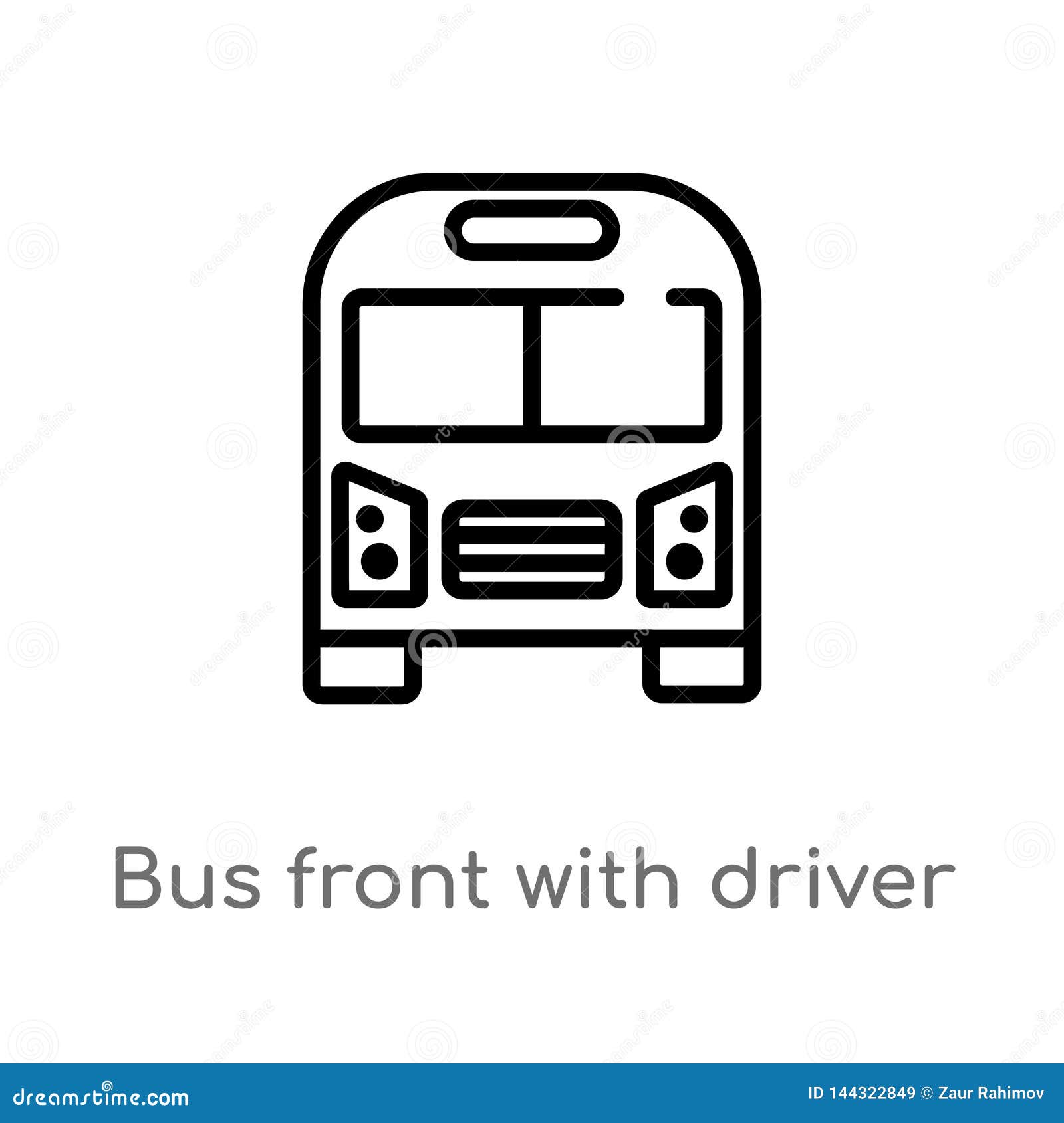 Outline Bus Front with Driver Vector Icon. Isolated Black Simple Line ...