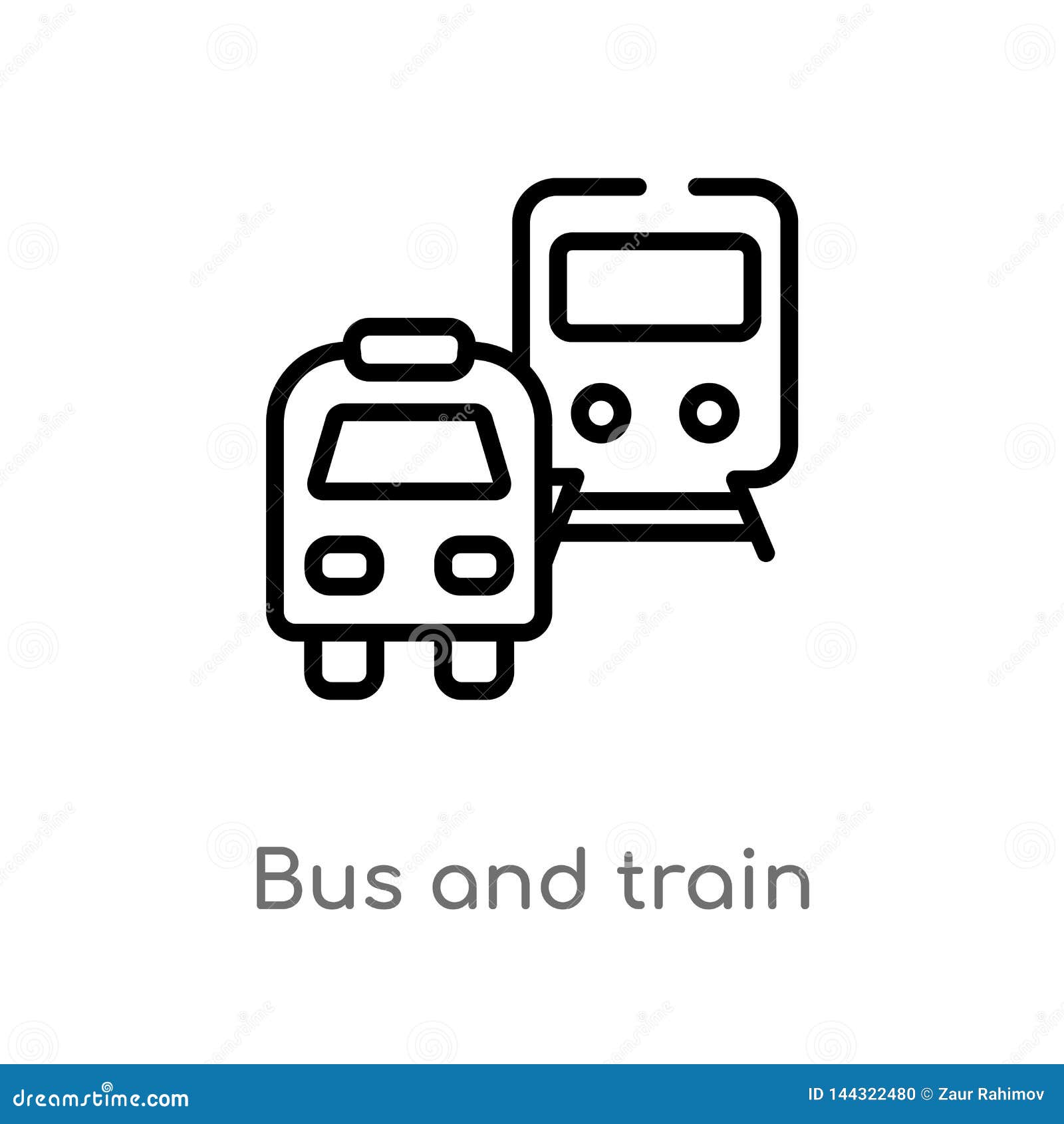 Outline Bus and Train Vector Icon. Isolated Black Simple Line Element ...