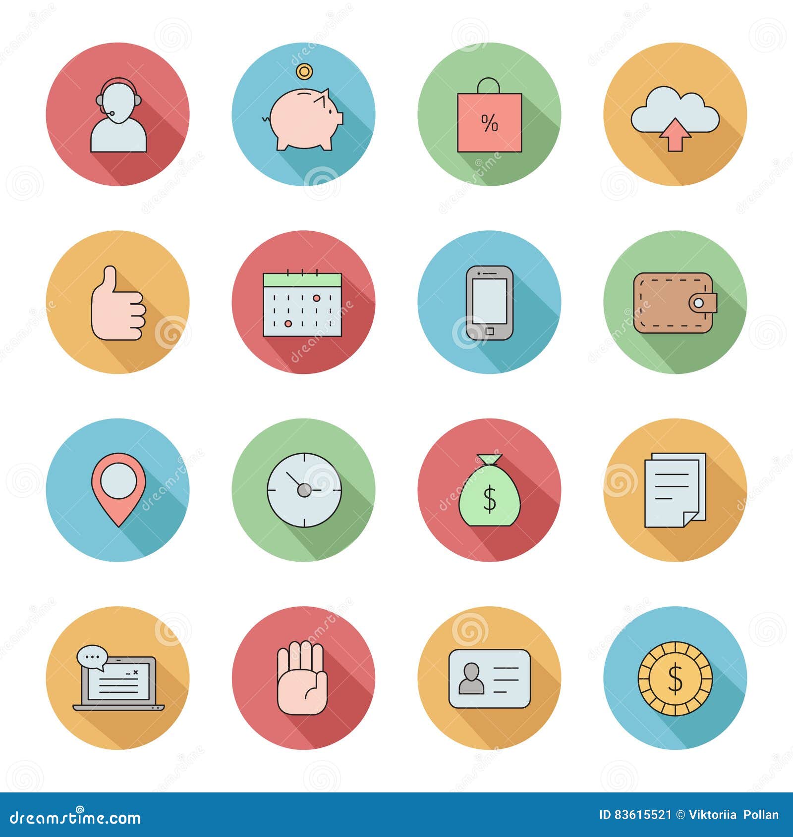 Outline Business Circle Icons Set. Part Three. Stock Illustration ...
