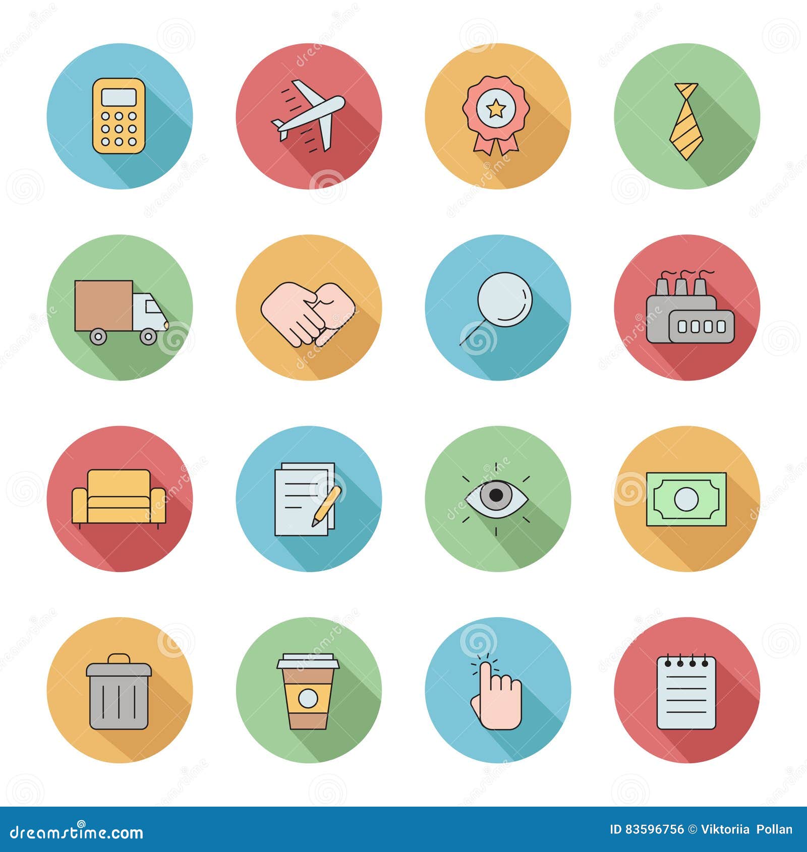 Outline Business Circle Icons Vector Set. Part Two. Stock Vector ...