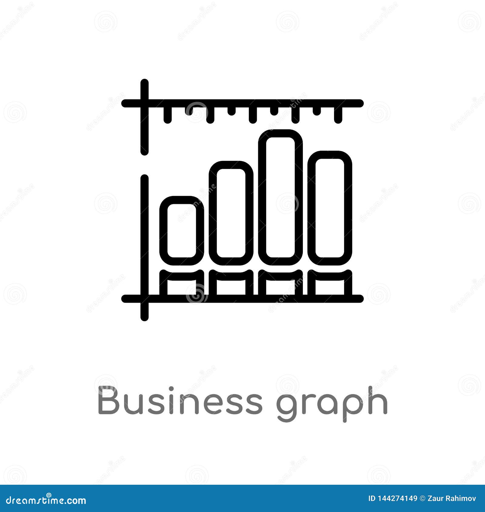 Outline Business Graph Vector Icon. Isolated Black Simple Line Element ...