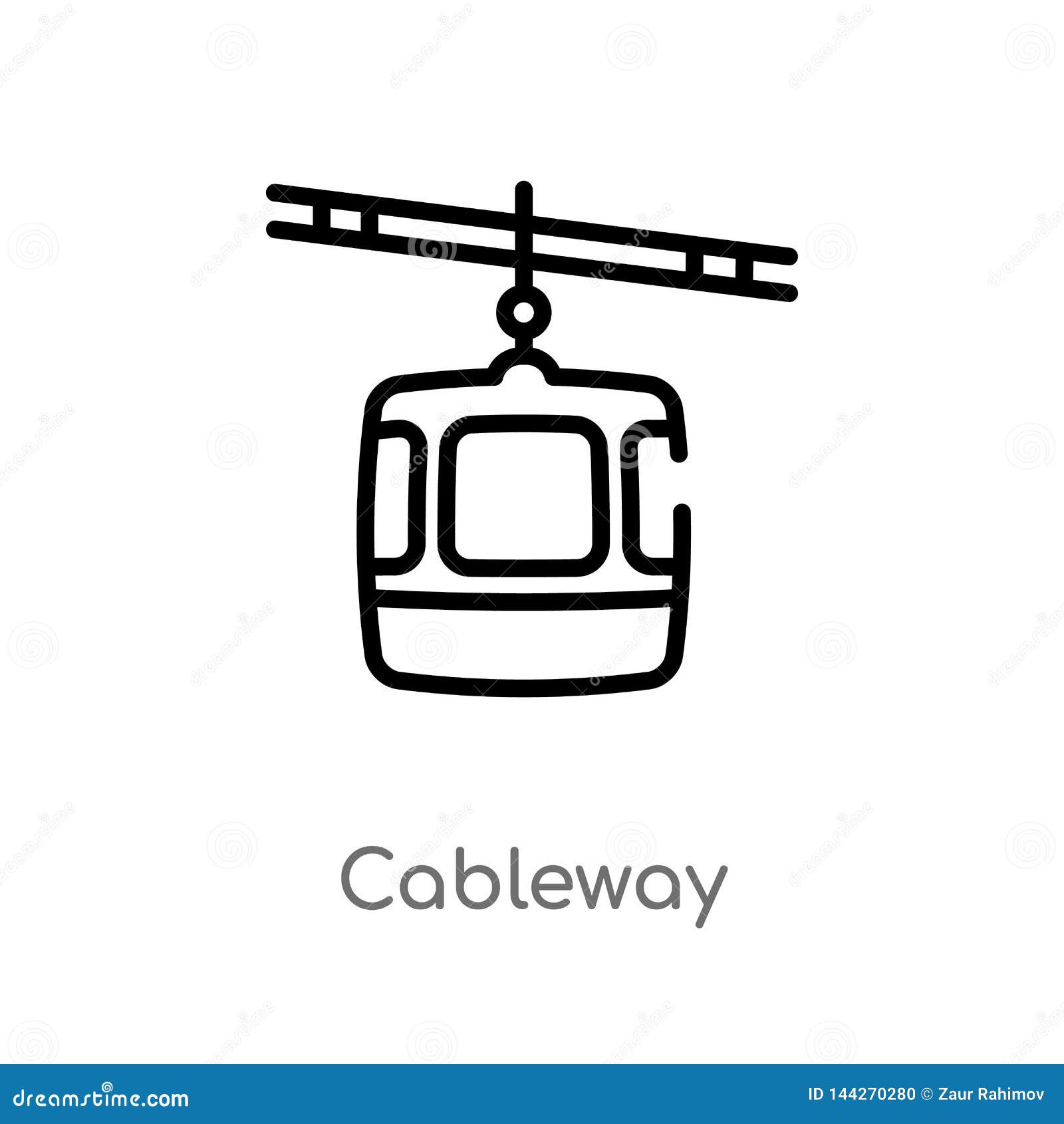 Outline Cableway Vector Icon. Isolated Black Simple Line Element Illustration from Architecture ...
