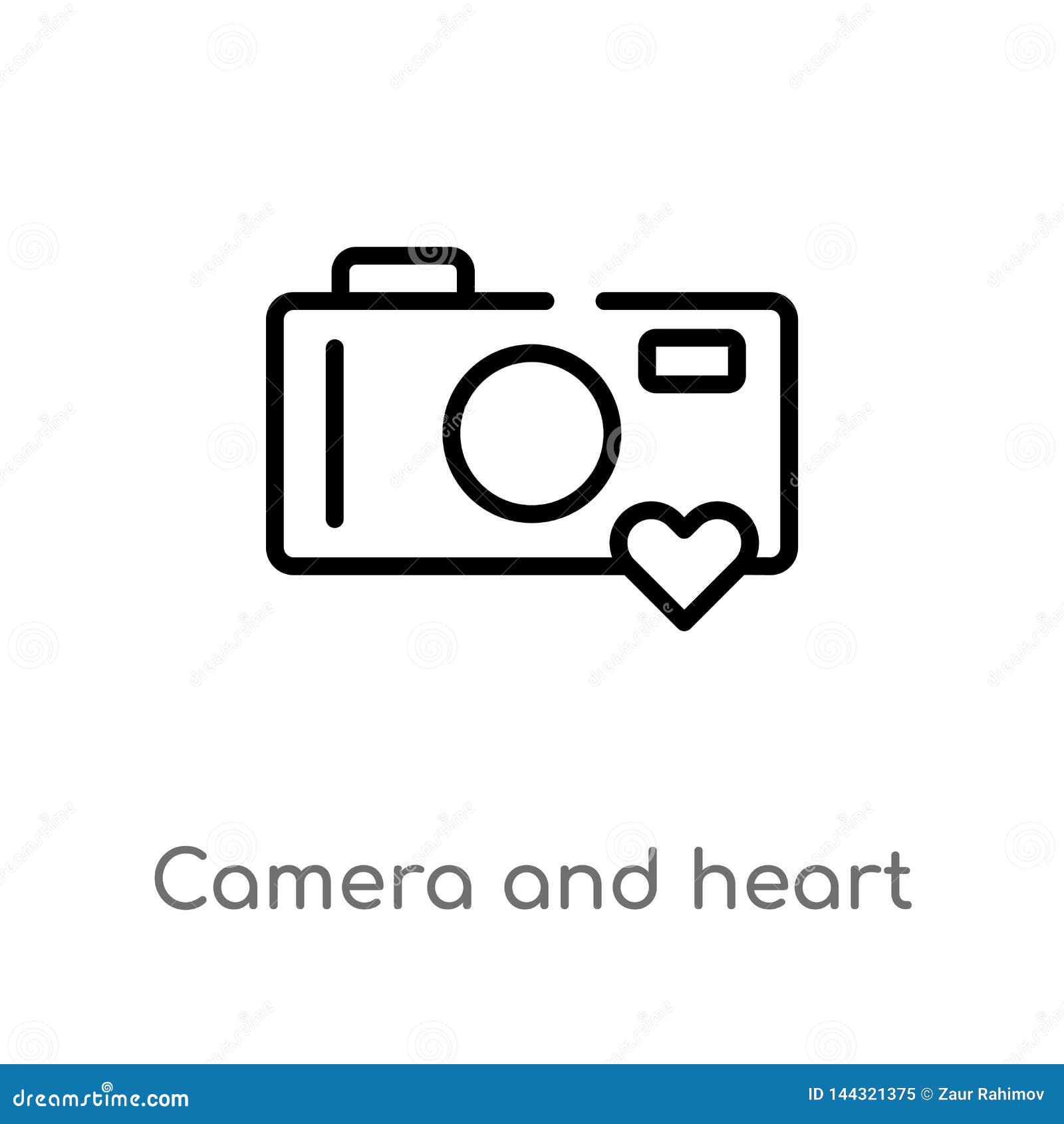 Outline Camera and Heart Picture Vector Icon. Isolated Black Simple ...
