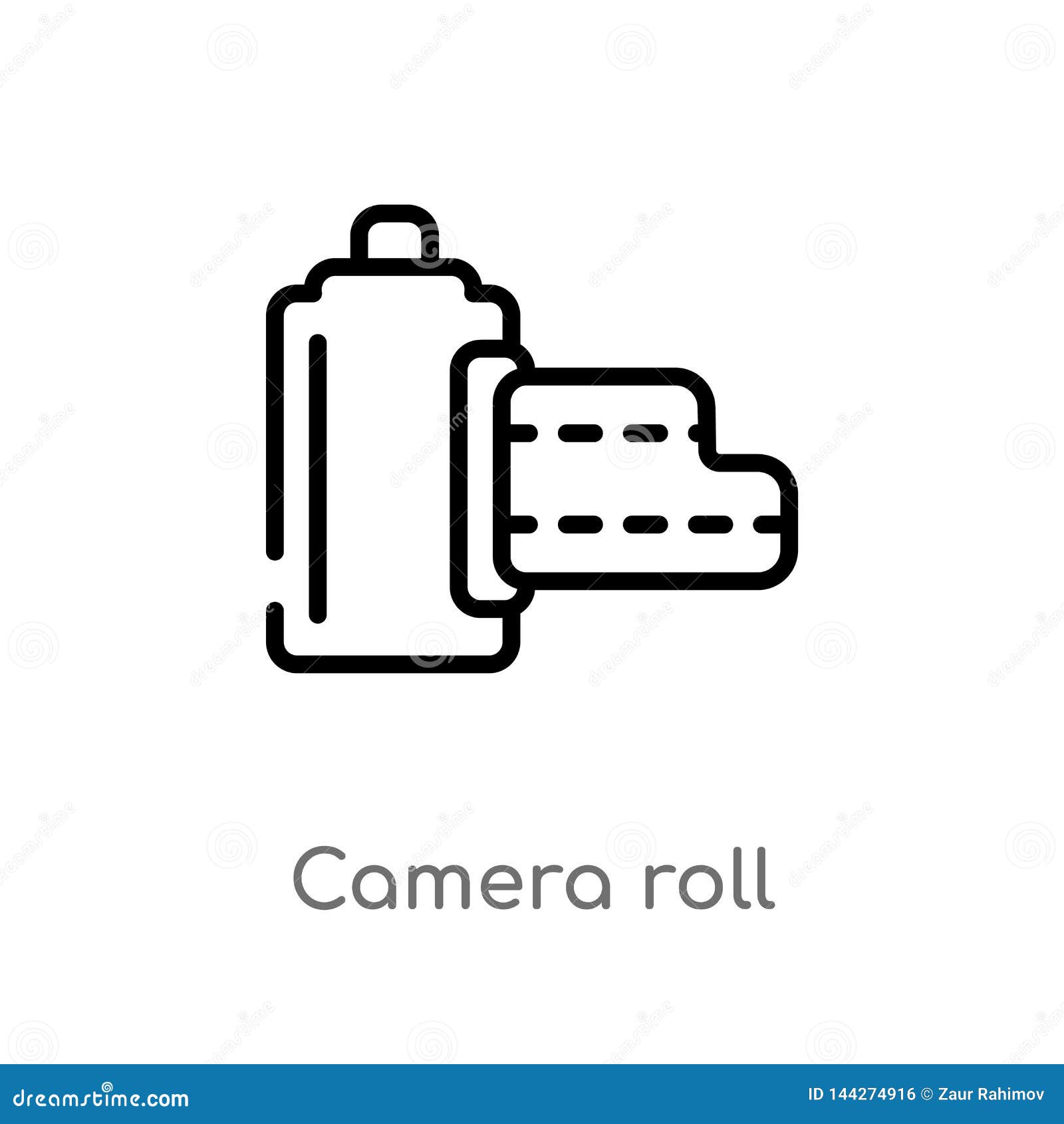 Outline Camera Roll Vector Icon. Isolated Black Simple Line Element ...