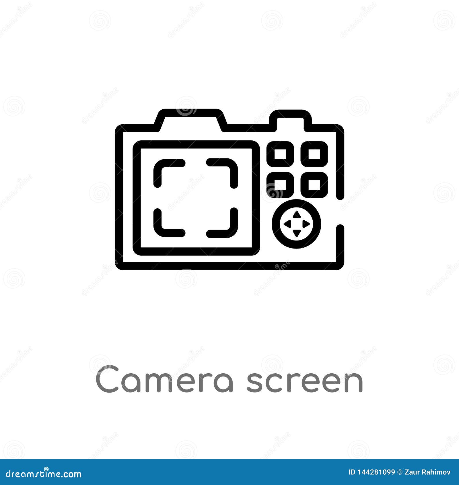 Outline Camera Screen Vector Icon. Isolated Black Simple Line Element ...