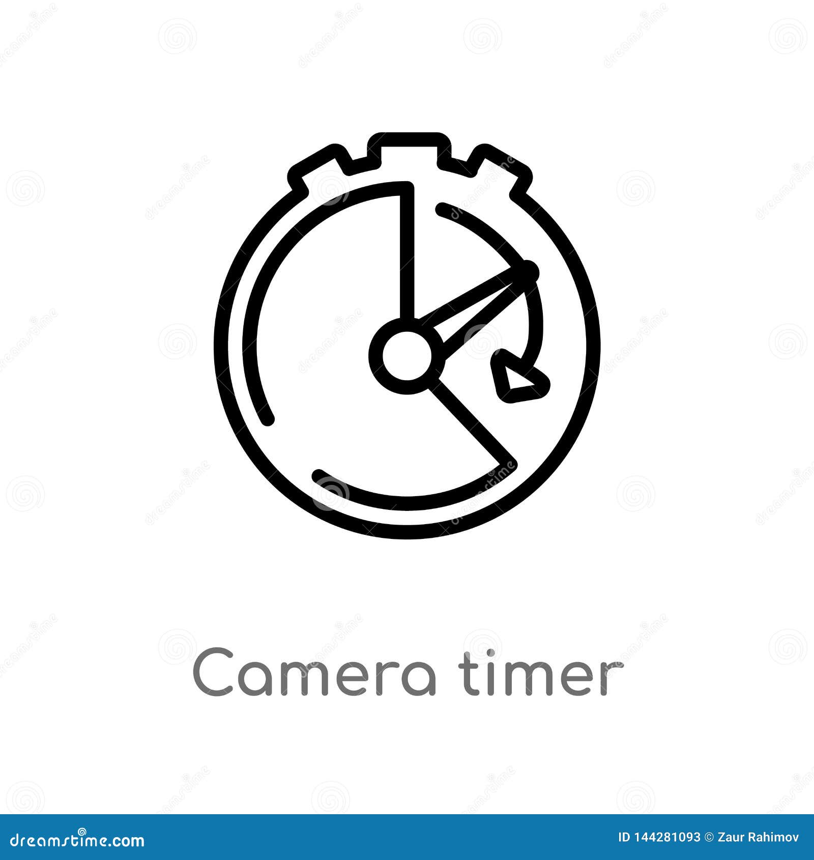 Outline Camera Timer Vector Icon. Isolated Black Simple Line Element ...