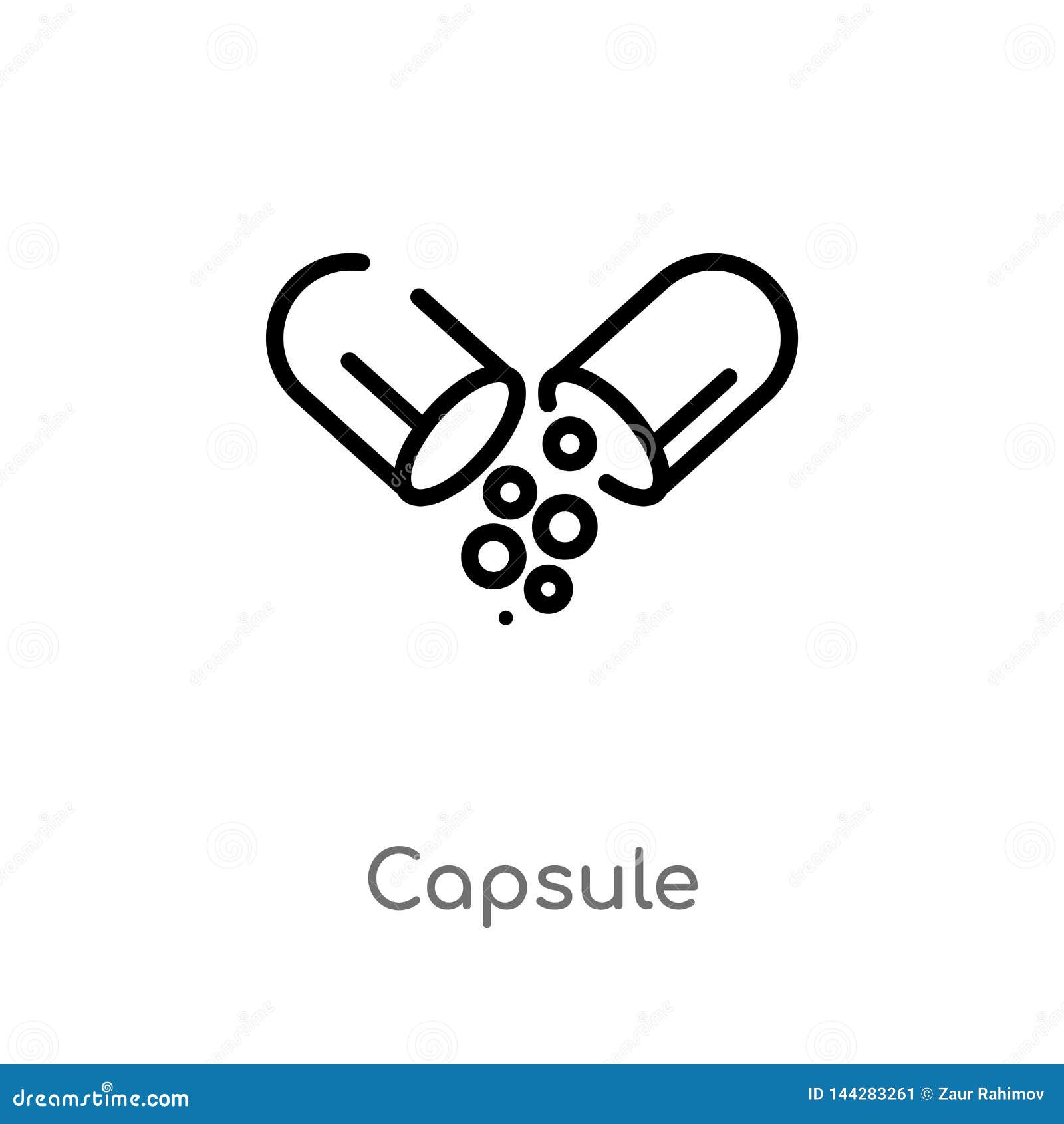 Outline Capsule Vector Icon. Isolated Black Simple Line Element ...