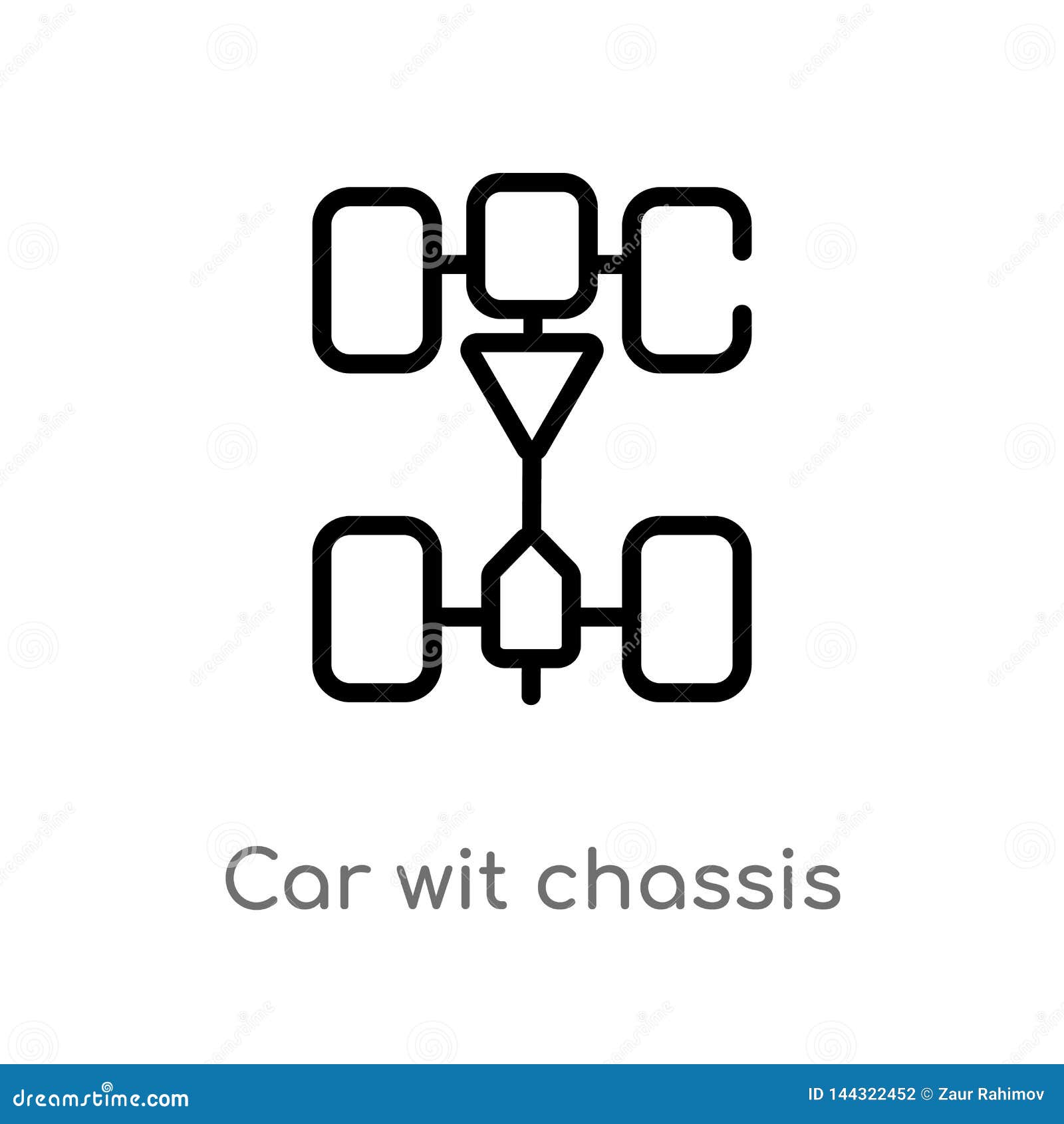 Outline Car Wit Chassis Vector Icon. Isolated Black Simple Line Element ...