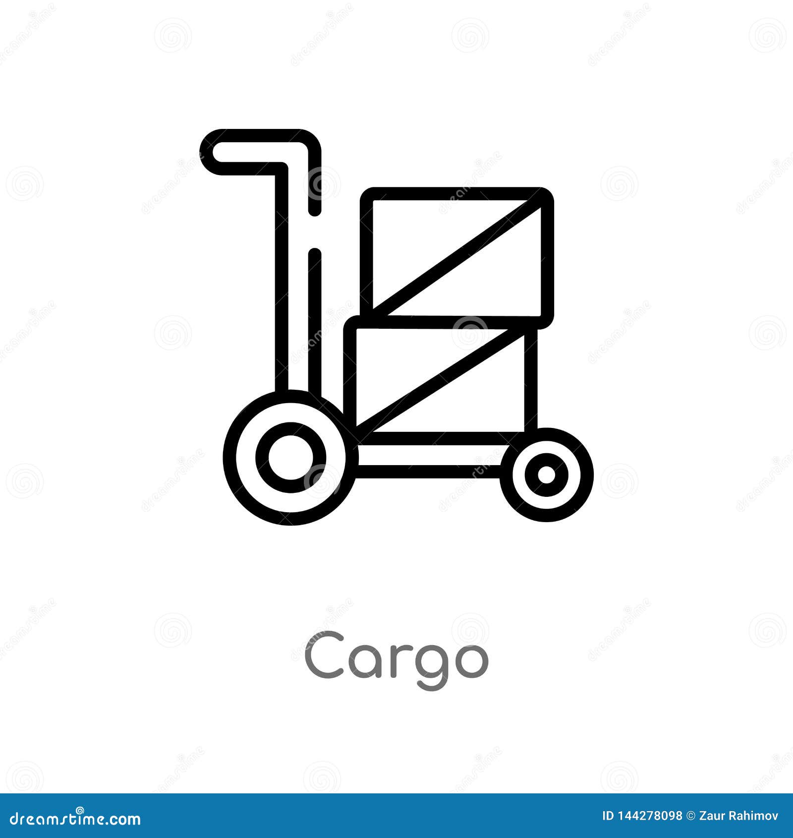 Outline Cargo Train Terminal. Locomotive With Boxcar. Isometric ...