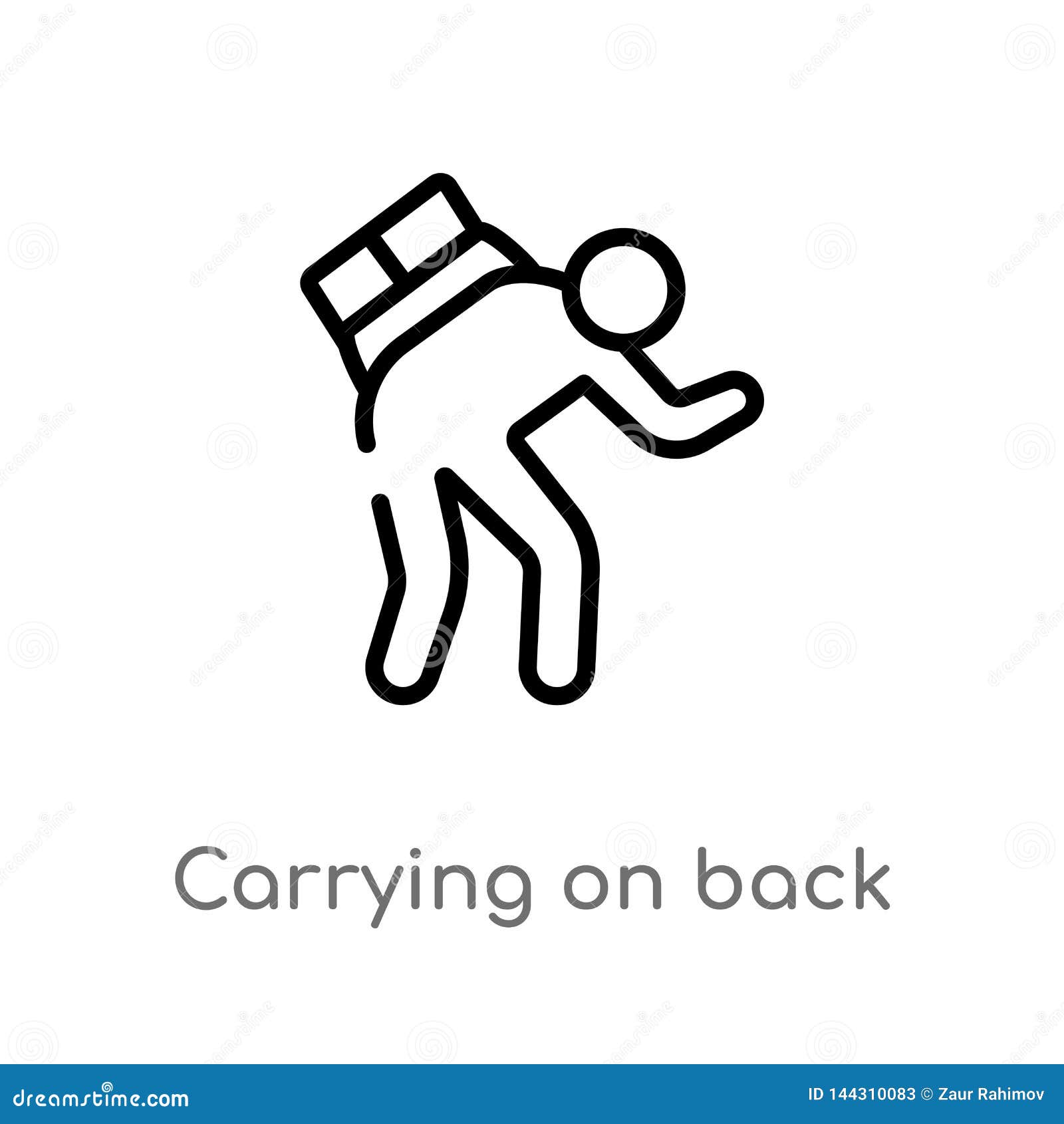 Outline Carrying on Back Vector Icon. Isolated Black Simple Line ...