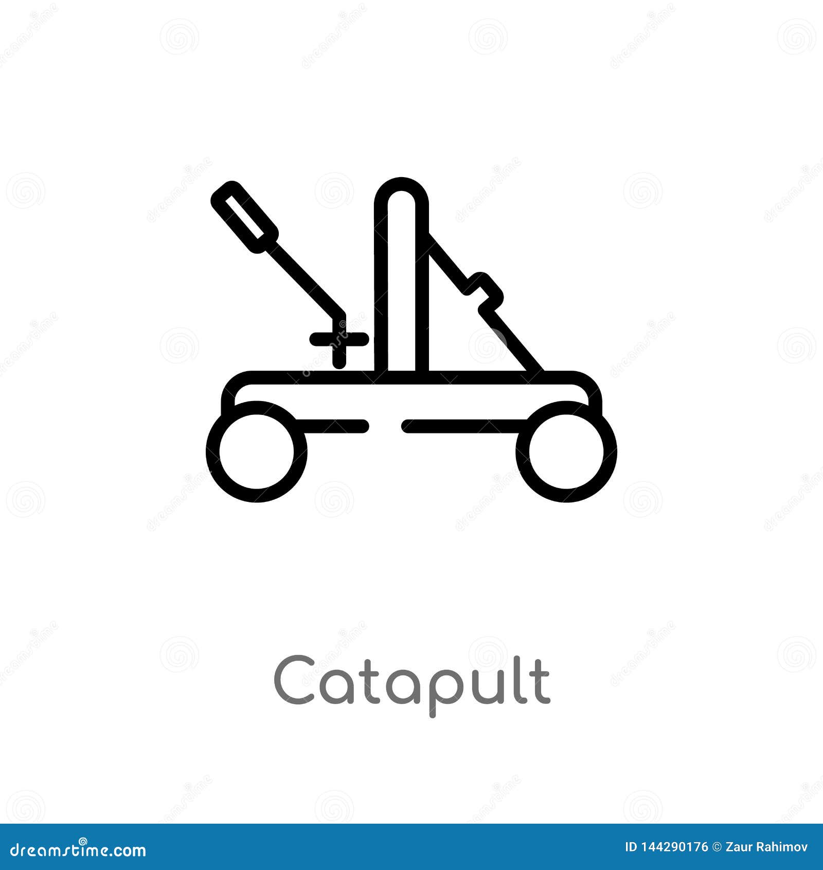 Outline Catapult Vector Icon. Isolated Black Simple Line Element ...