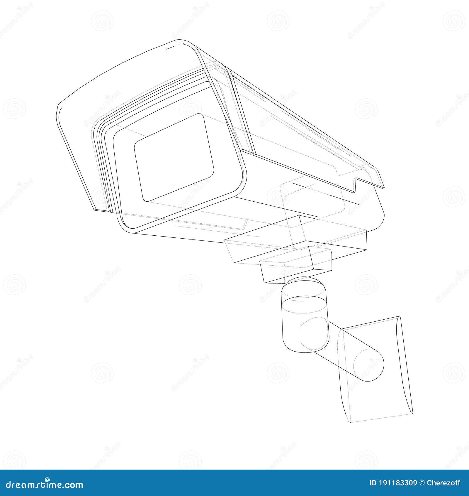Outline CCTV Camera. Security Camera Stock Illustration - Illustration ...