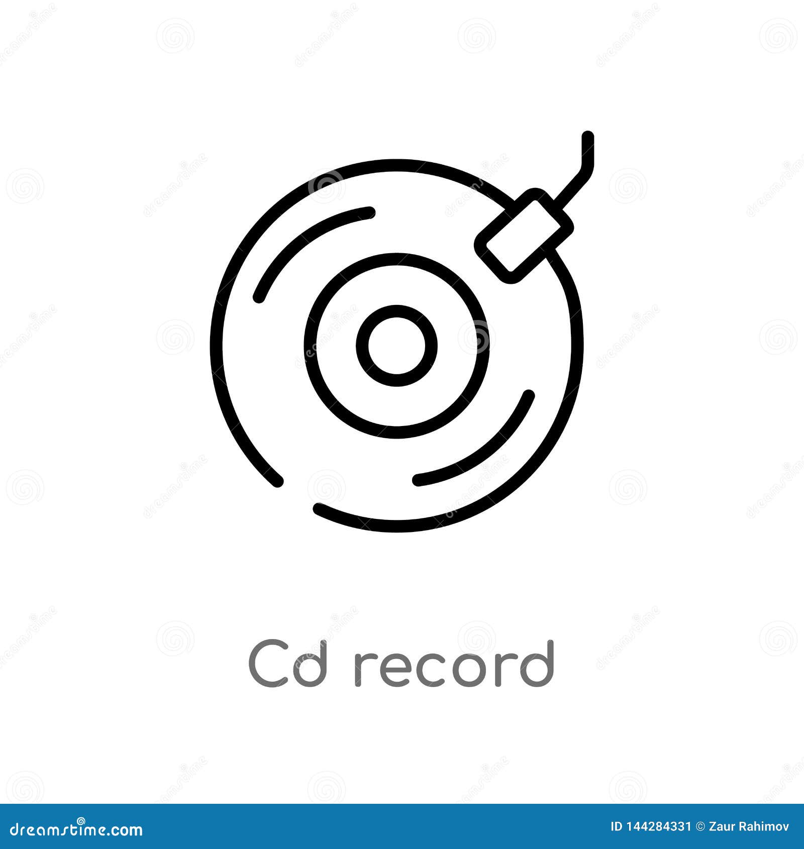 Outline Cd Record Vector Icon. Isolated Black Simple Line Element ...