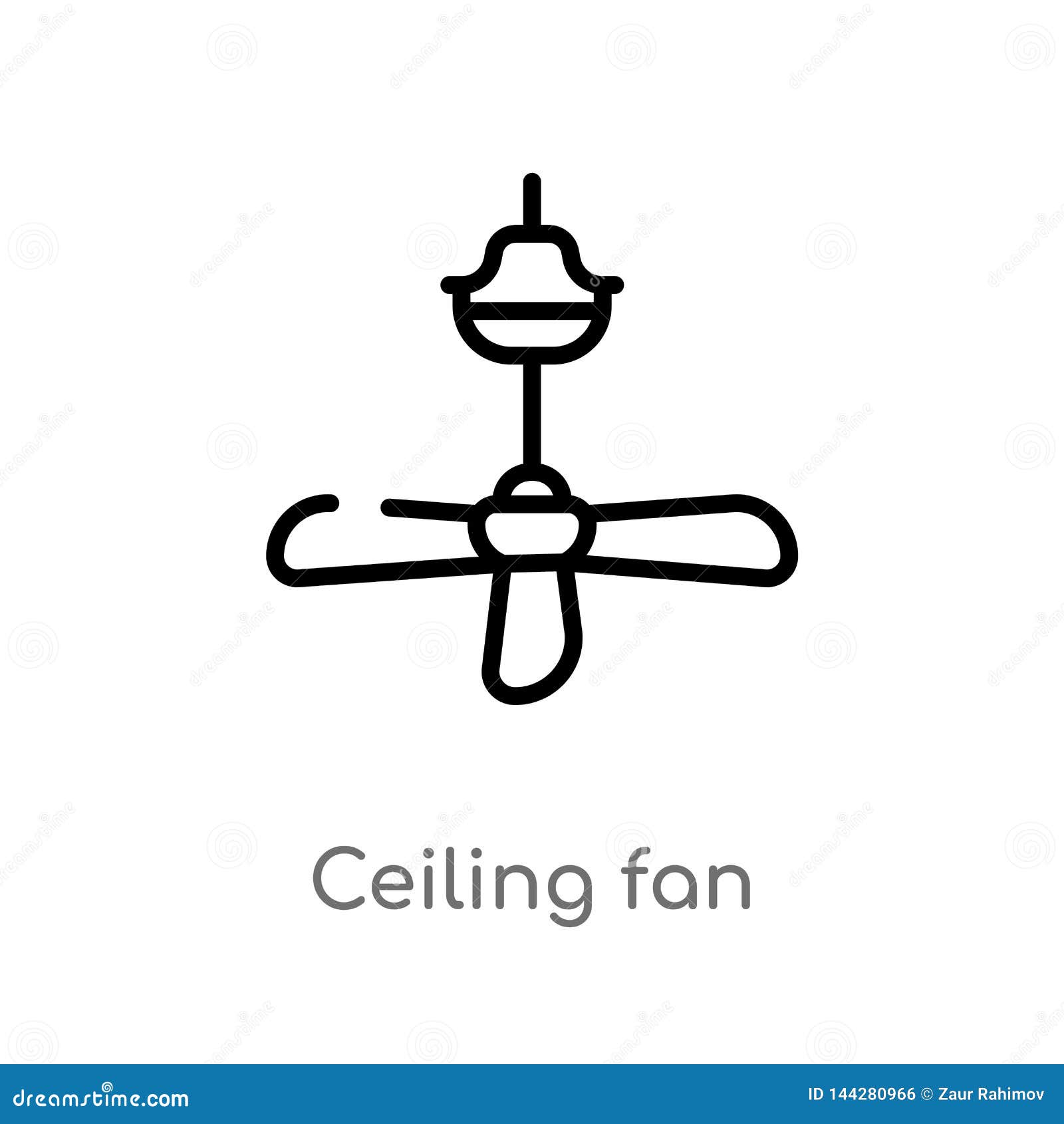 Outline Ceiling Fan Vector Icon. Isolated Black Simple Line Element ...