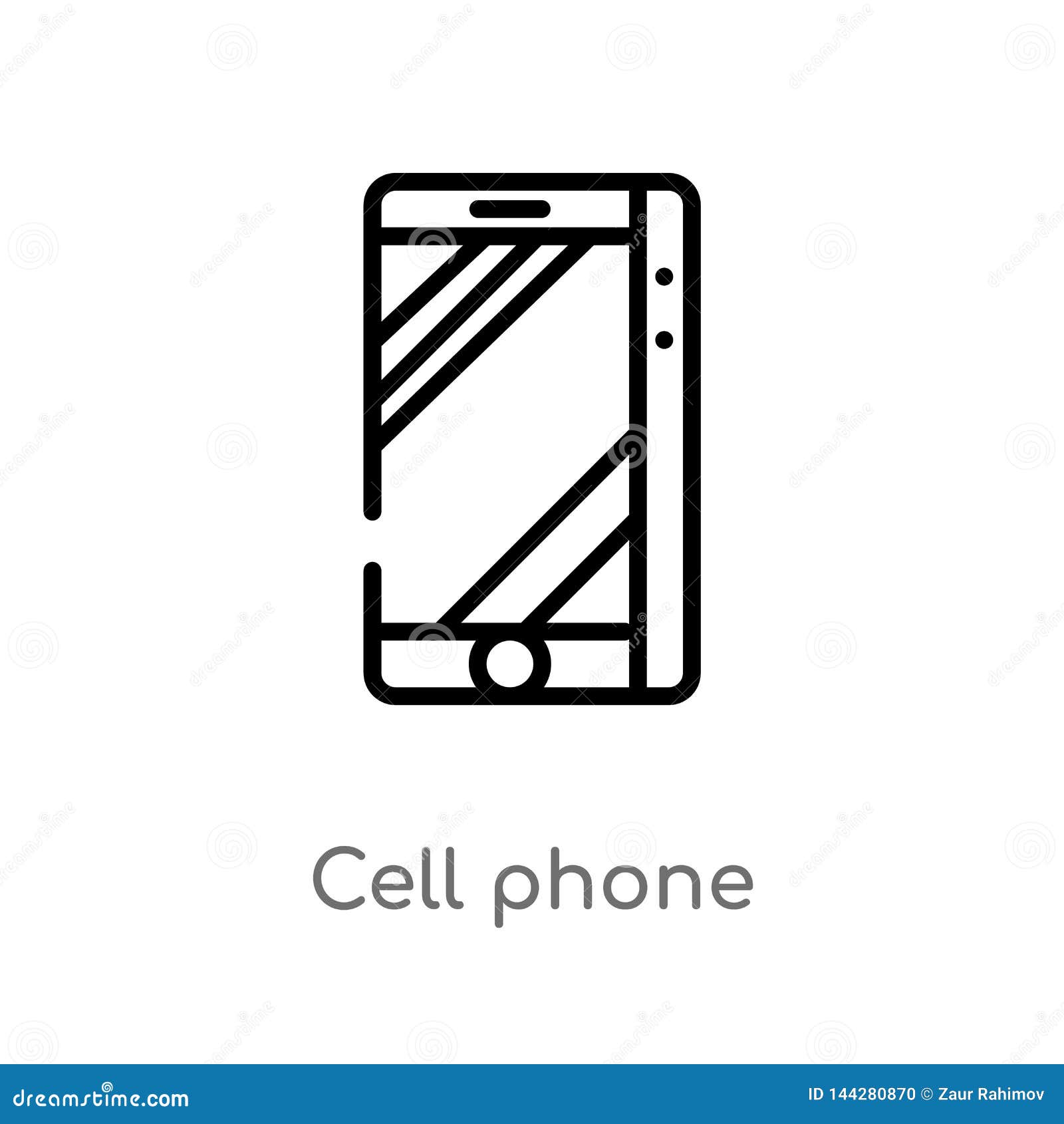 Outline Cell Phone Vector Icon. Isolated Black Simple Line Element ...