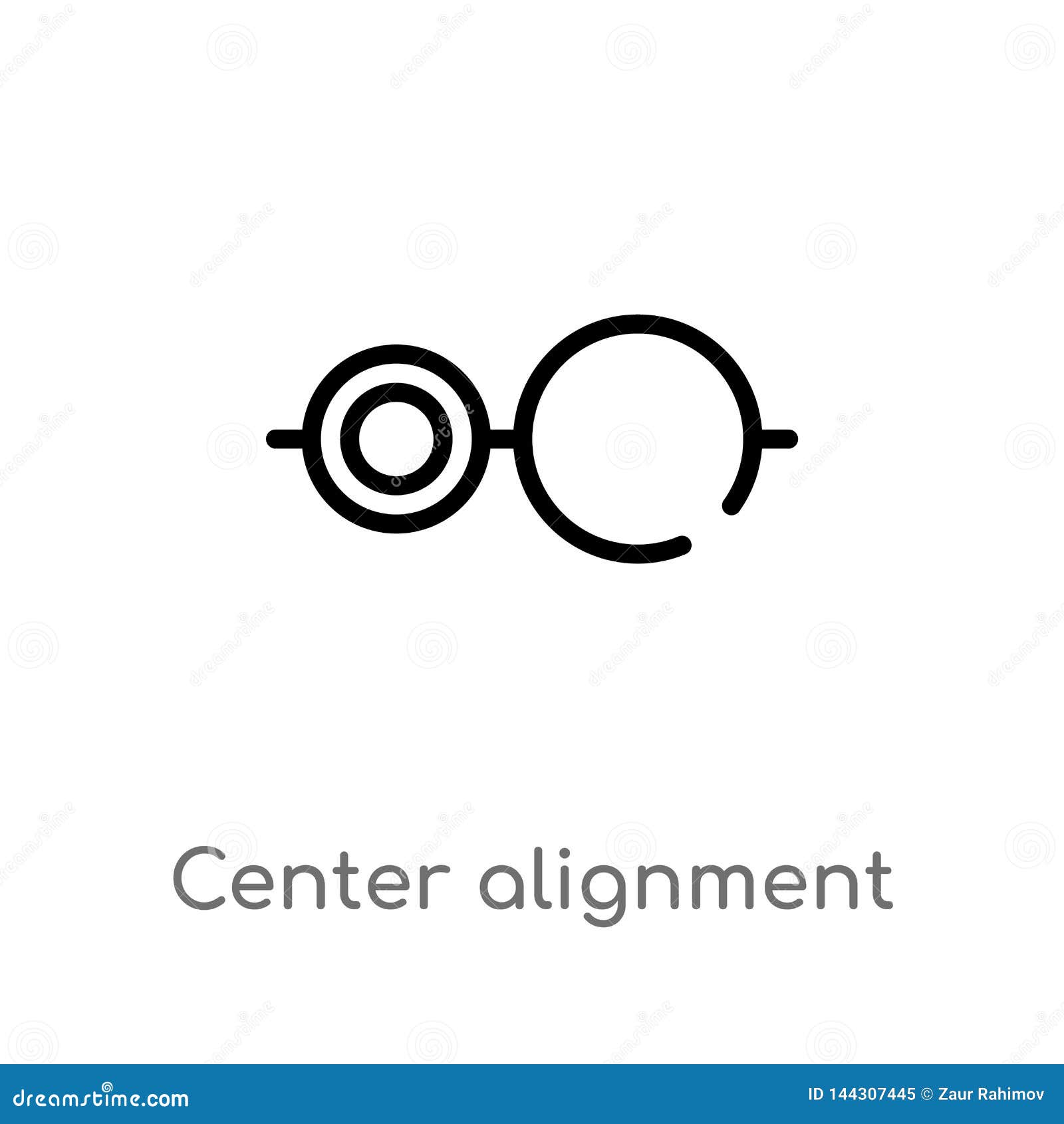 Outline Center Alignment Vector Icon. Isolated Black Simple Line ...