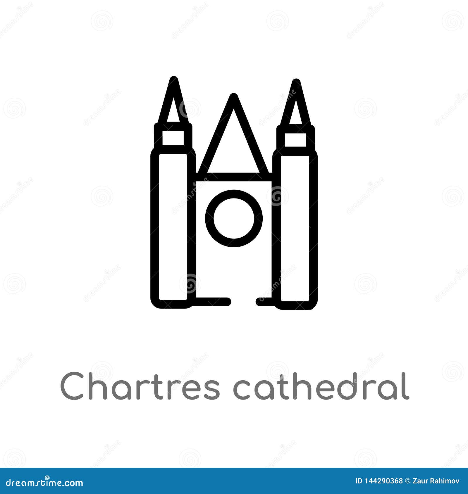 Chartres Cathedral Icon In Trendy Design Style. Chartres Cathedral Icon ...
